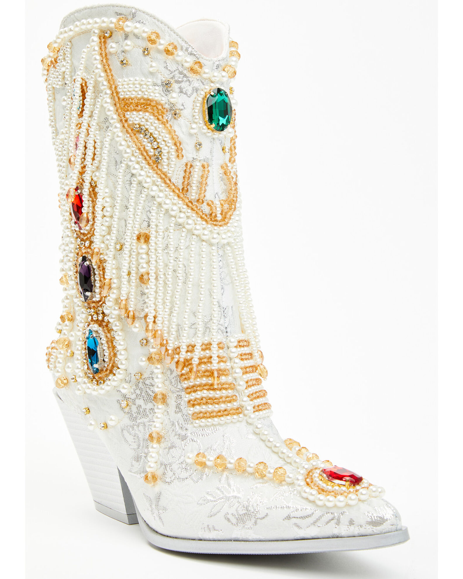 Azalea Wang Women's Astounding Embellished Fashion Booties - Snip Toe, White