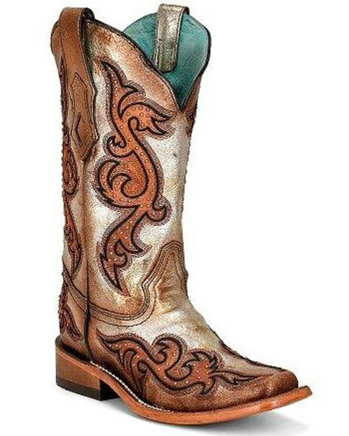 Corral Women's Studded Western Boots - Square Toe, Gold
