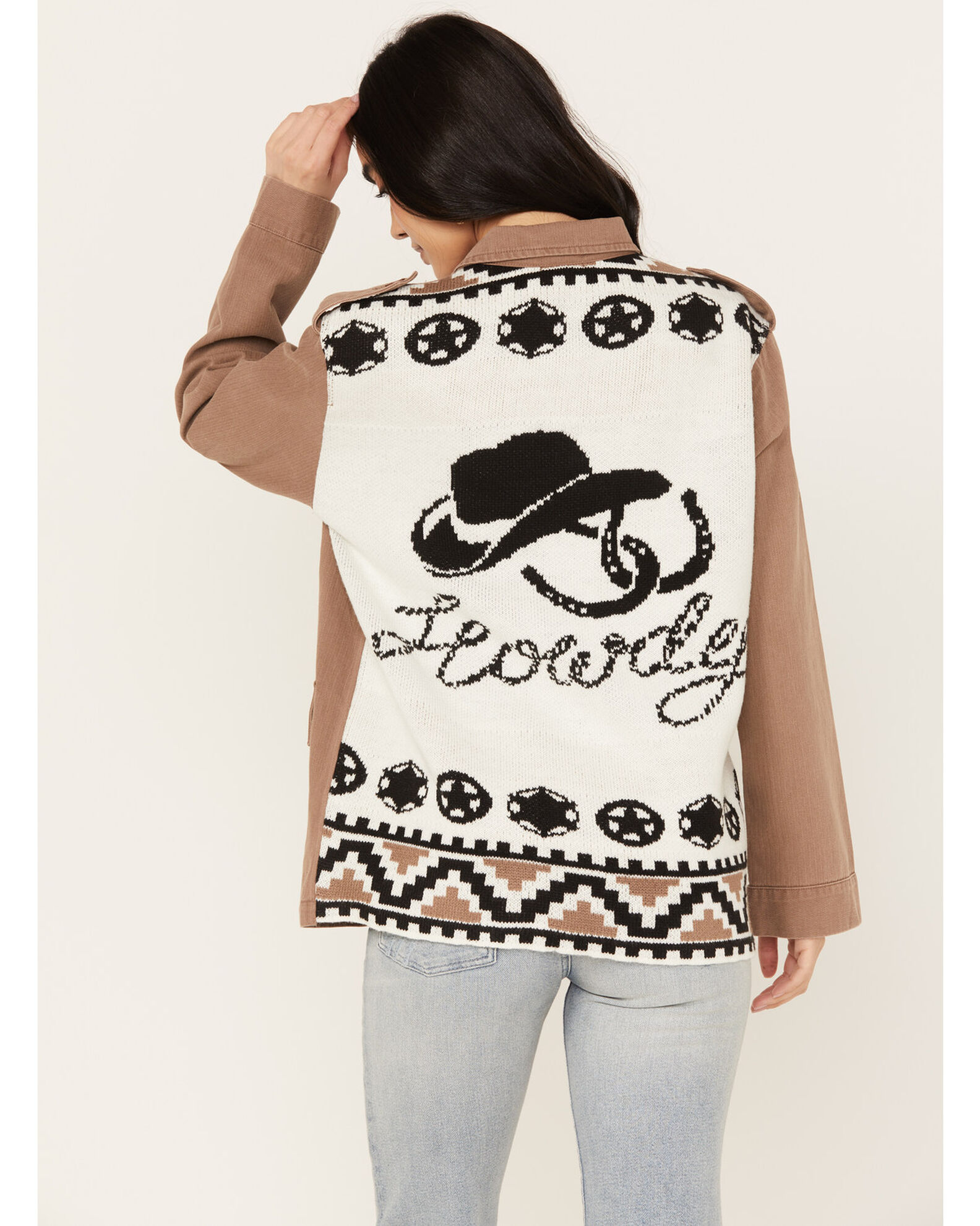 Wild Moss Women's Knit Back Howdy Jacket, Black