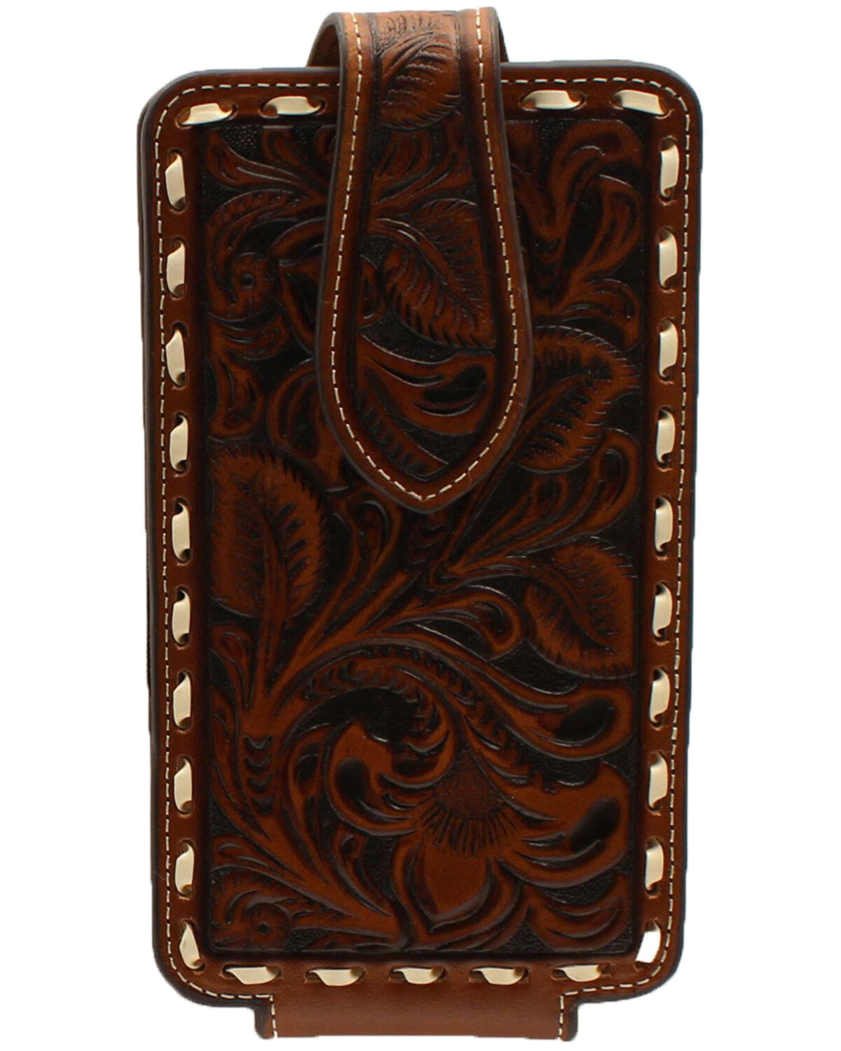 Ariat Men's Cell Phone Case Tooled Wallet, Brown