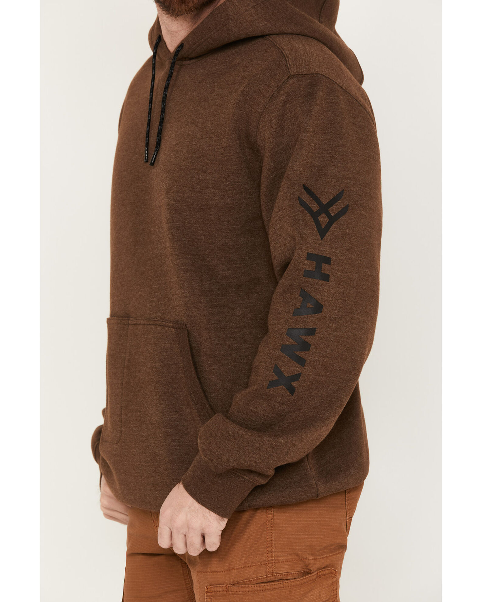Hawx Men's Primo Logo Graphic Fleece Hooded Work Sweatshirt, Brown