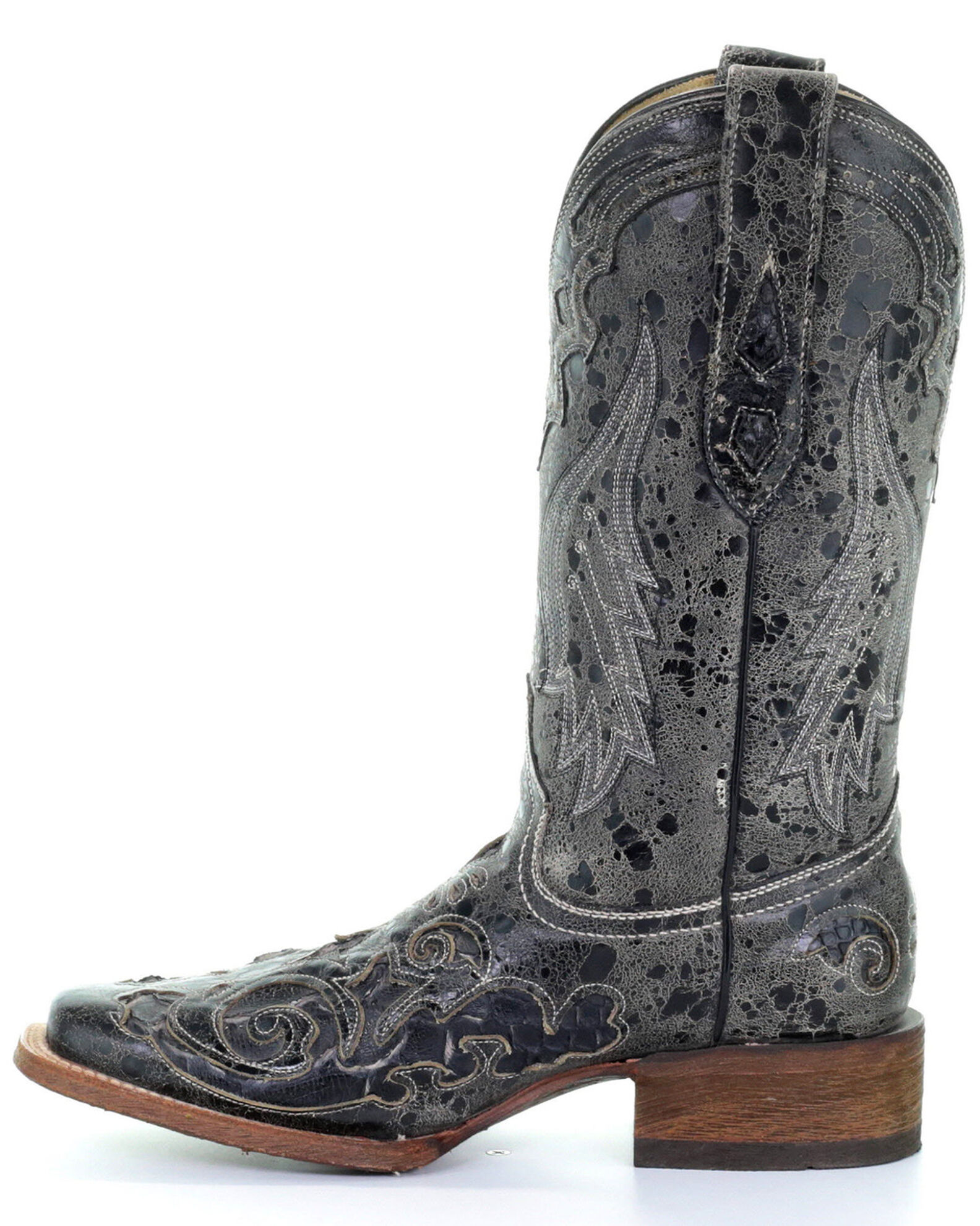 Corral Women's Vintage Python Inlay Western Boots - Square Toe, Black