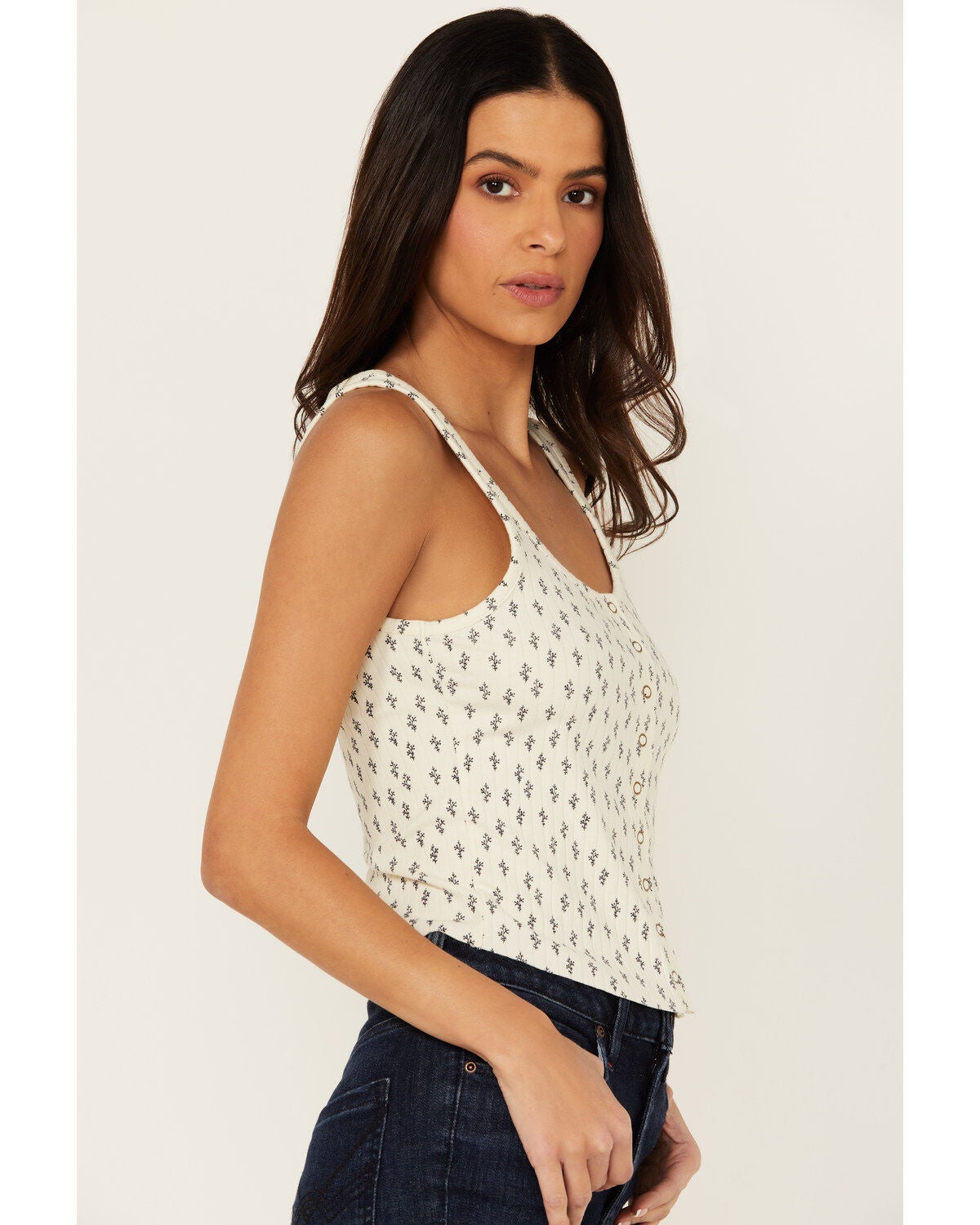 Cleo + Wolf Women's Amy Rib Knit Cropped Tank Top, Cream
