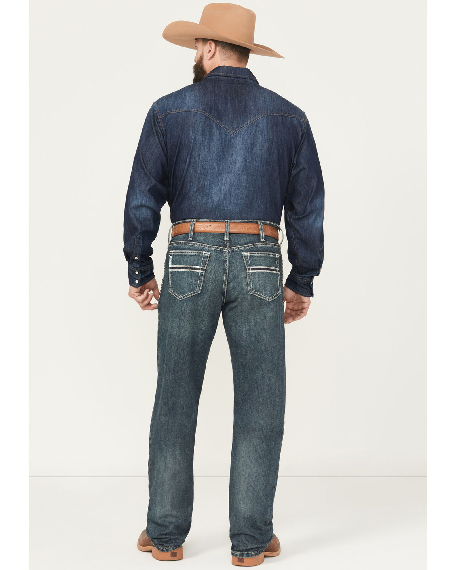 Cinch White Label Relaxed Fit Mid Rise Jeans Dark Stonewash, Indigo