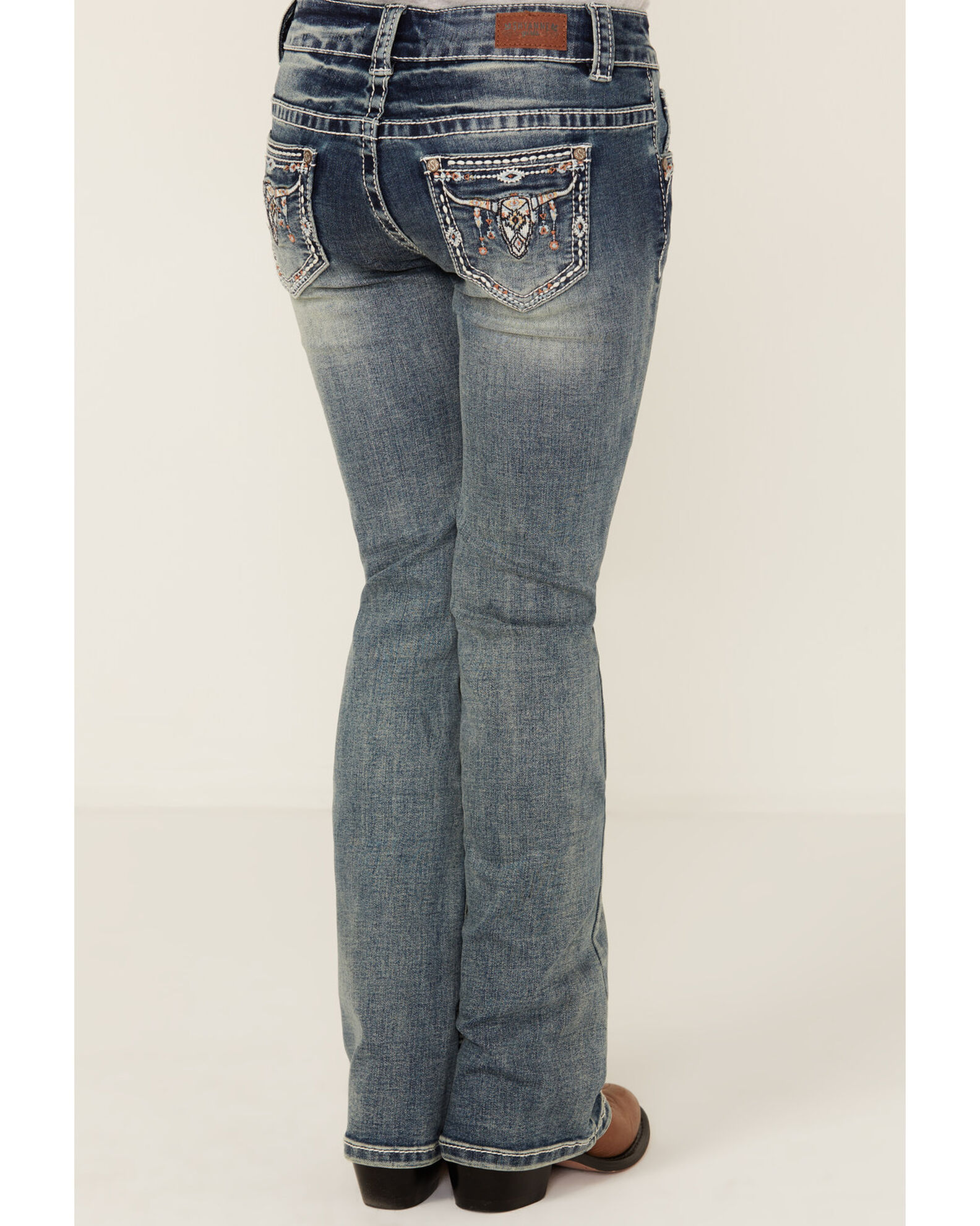 Shyanne Girls' Light Wash Steer Head Pocket Bootcut Stretch Denim Jeans ...