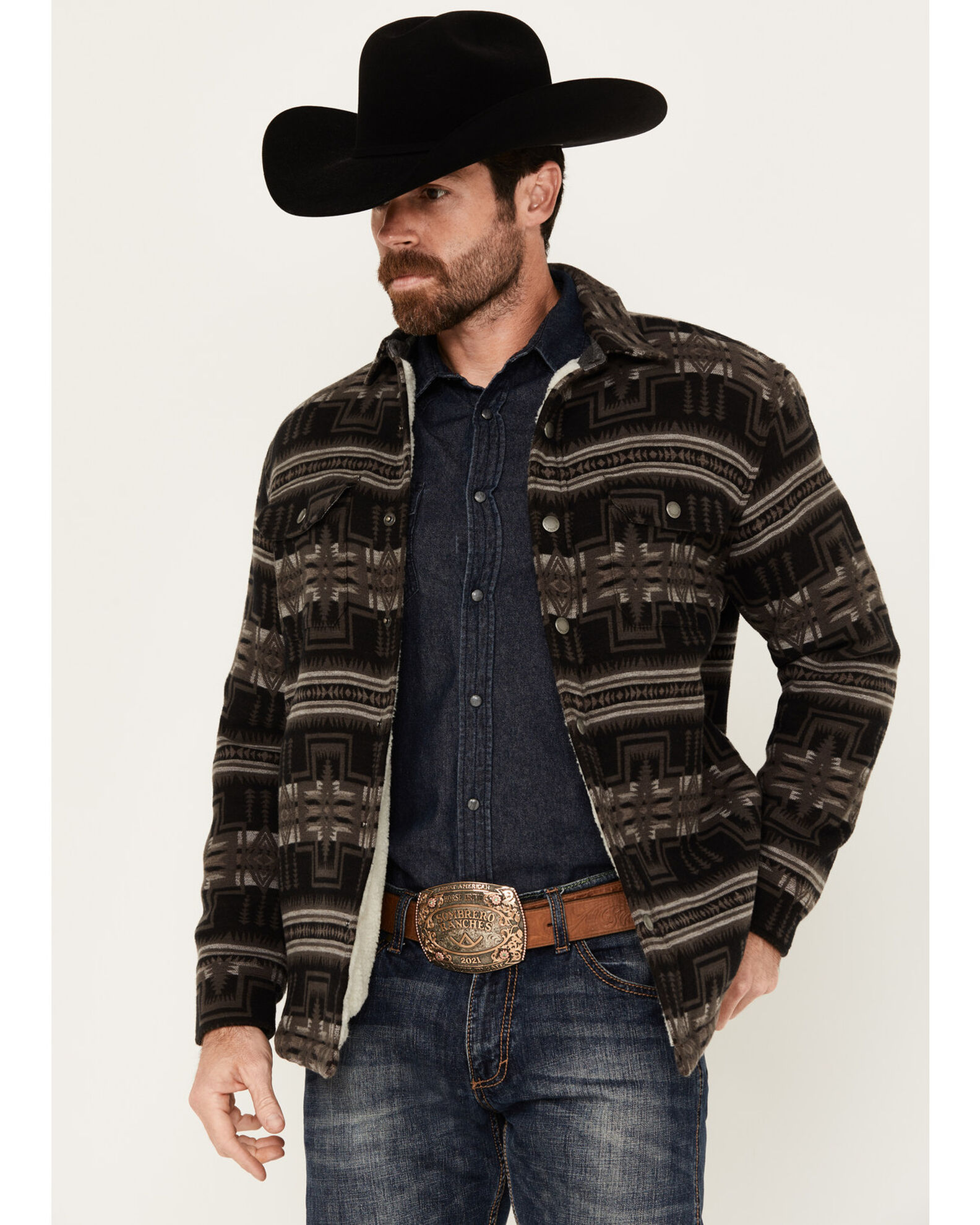 Pendleton Men's Harding Bay City Snap Sherpa Jacket, Charcoal