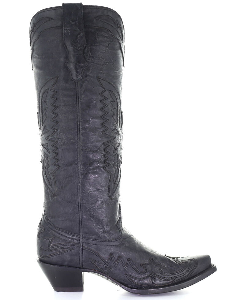 Corral Womens Vintage Black Eagle Overlay Western Boots Snip Toe