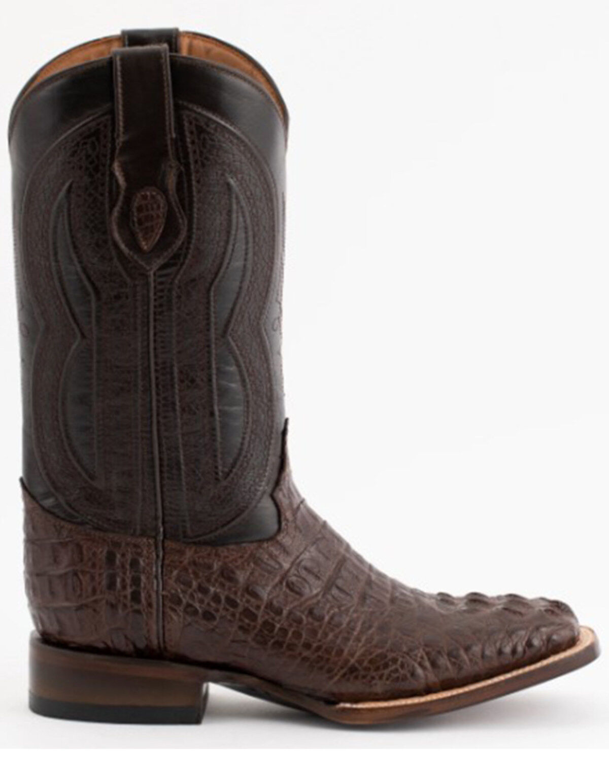 Ferrini Men's Exotic Caiman Western Boots - Broad Square Toe, Chocolate