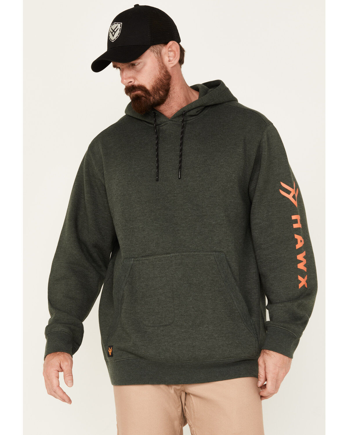 Hawx Men's Season Logo Hooded Work Sweatshirt, Green