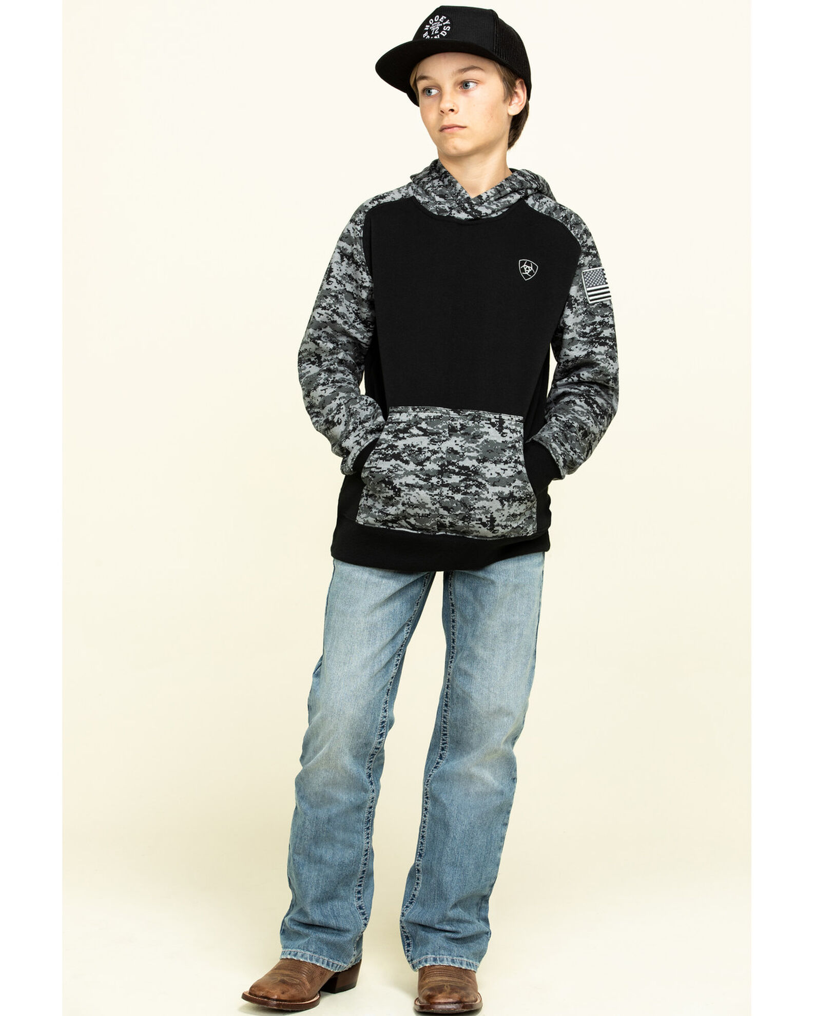 Ariat Boys' Digi Camo Patriot Hooded Sweatshirt