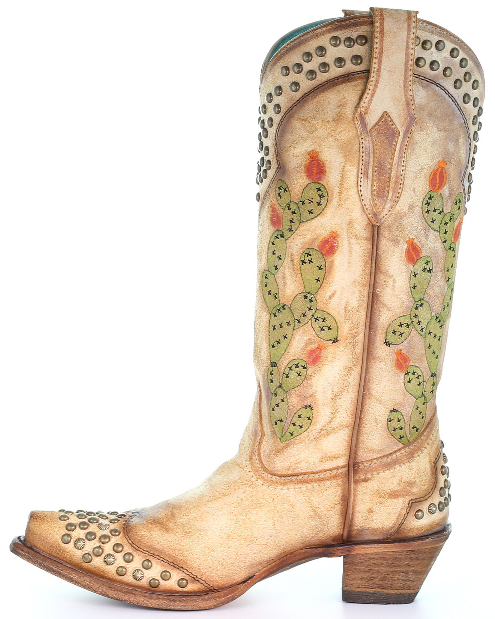 Corral Women's Saddle Cactus Embroidery Western Boots - Snip Toe, Tan