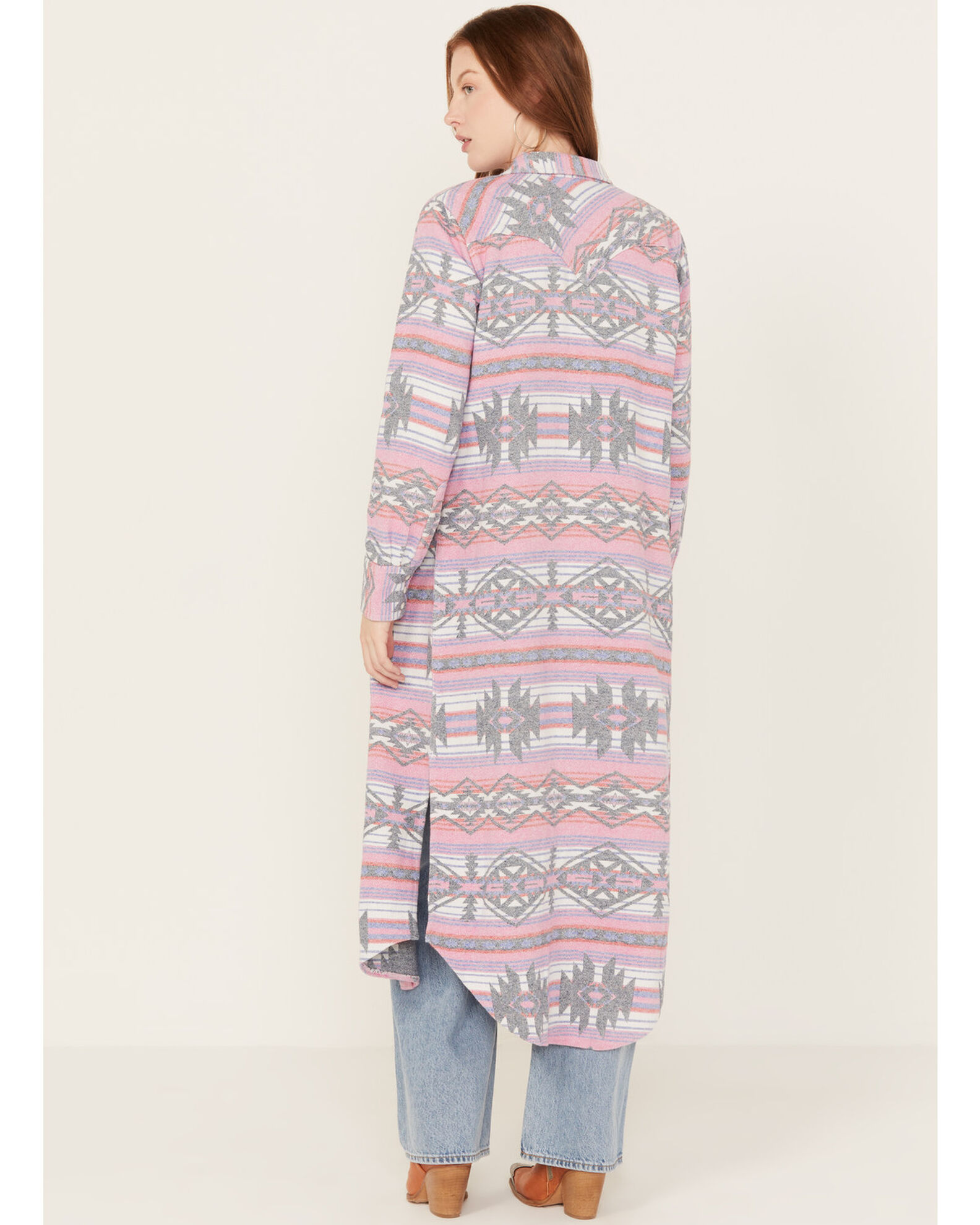 Wrangler Retro Women's Long Sleeve Snap Duster Shacket, Multi