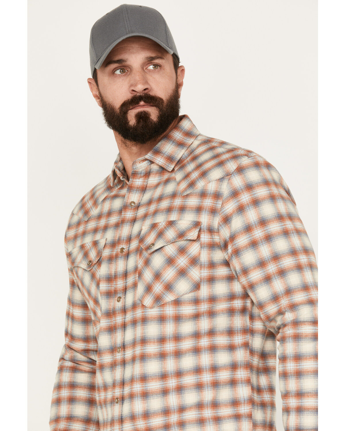 Pendleton Men's Wyatt Plaid Long Sleeve Snap Western Shirt, Blue