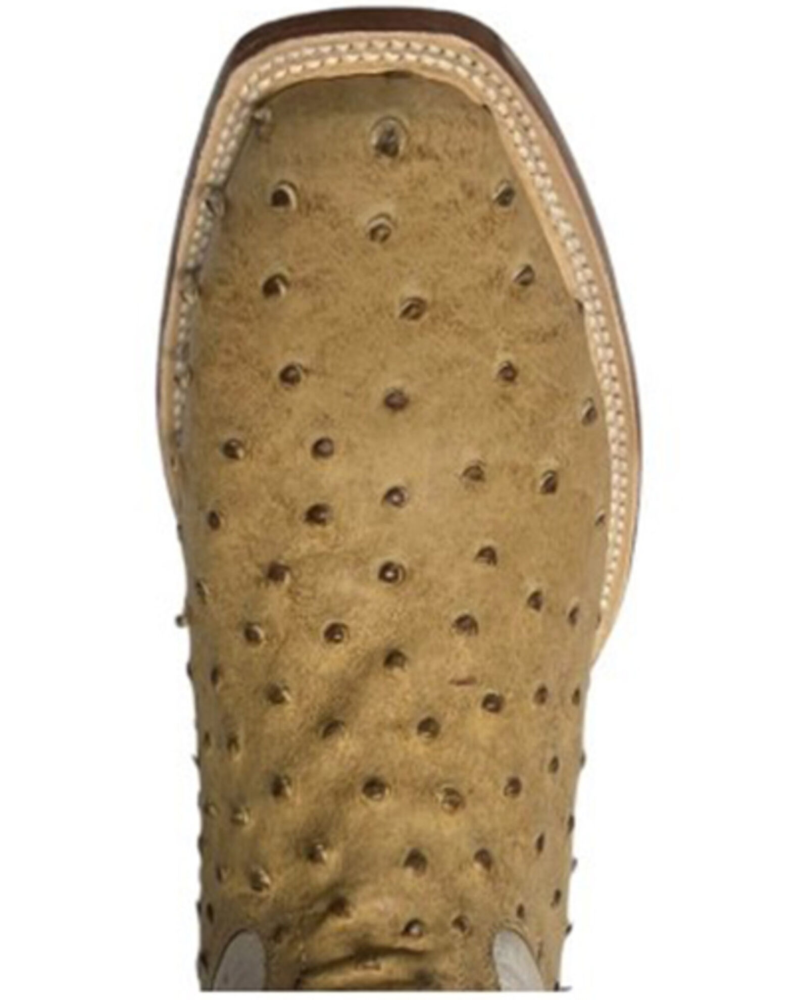 Tanner Mark Mens Ostrich Print Western Boots Square Toe Brown