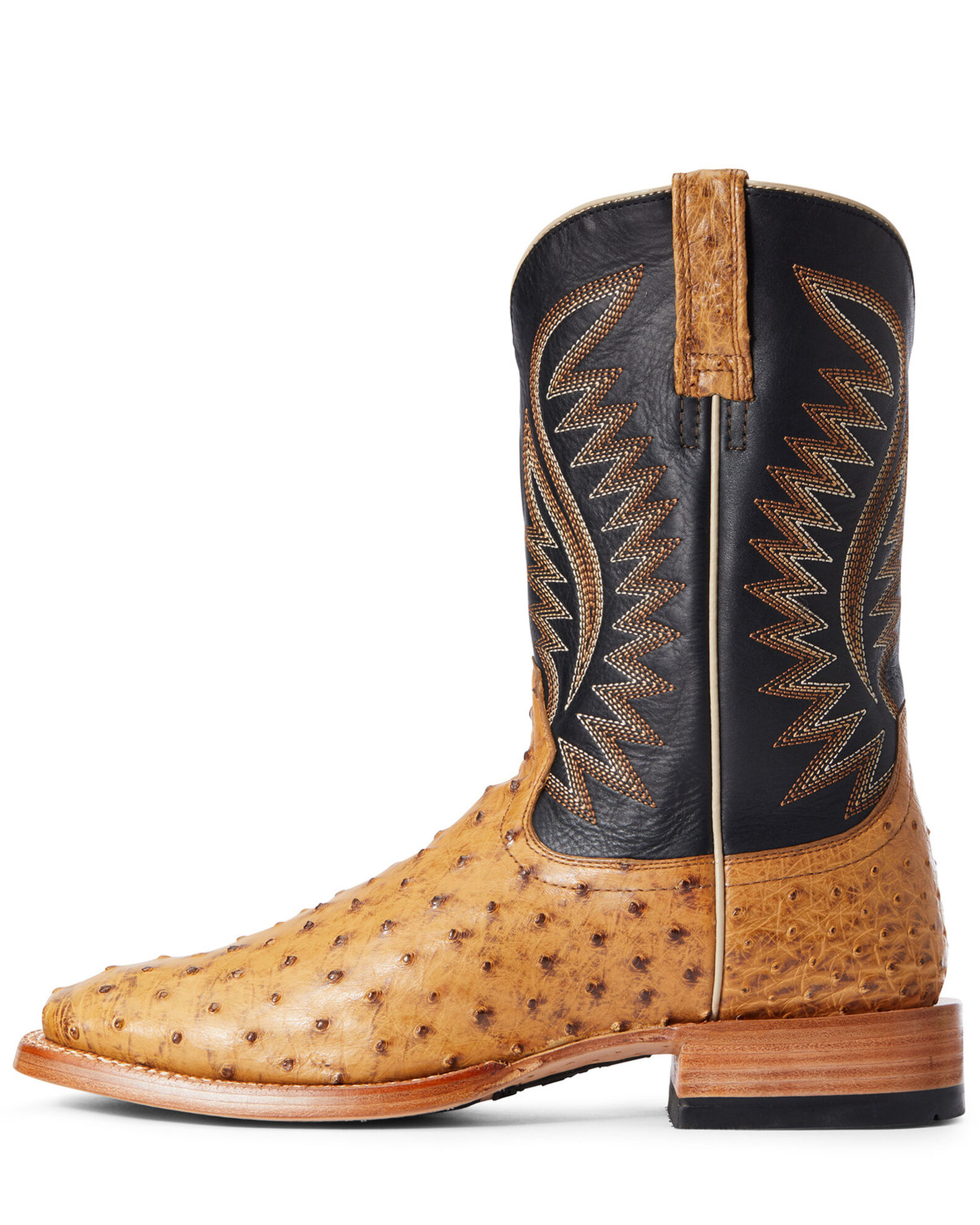 Ariat Men's Gallup Ostrich Western Boots - Broad Square Toe, Cognac