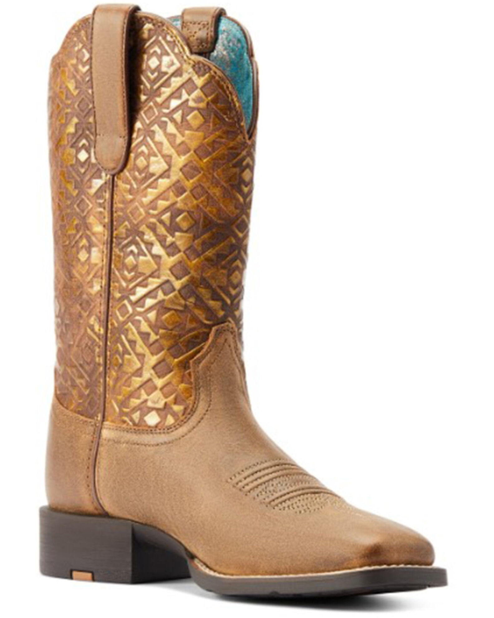 Ariat Womens Round Up Western Performance Boots Broad Square Toe Brown