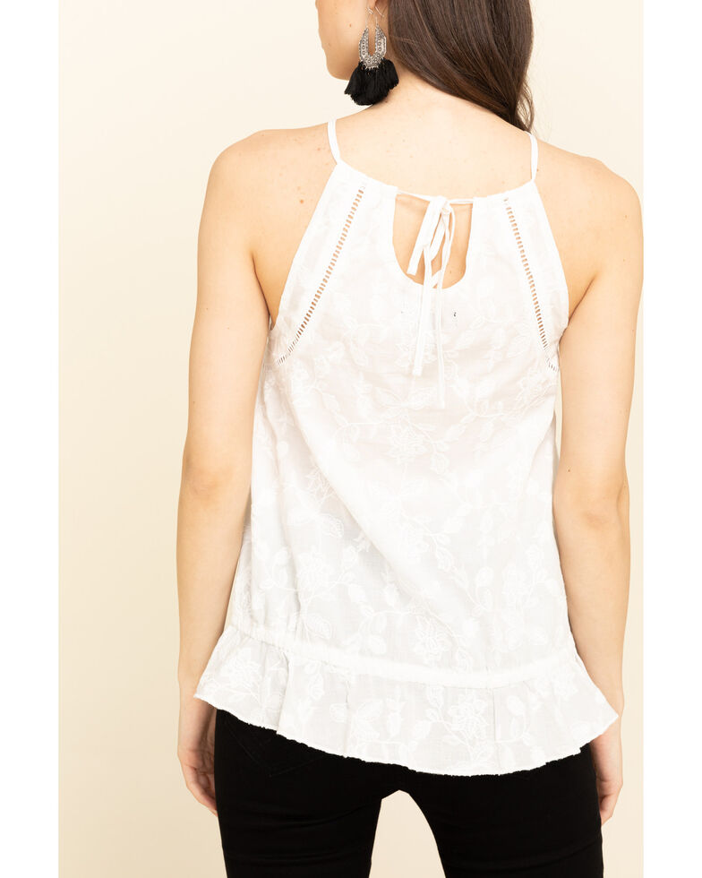 Rock & Roll Denim Women's Ivory Floral Embroidered Halter Top | Boot Barn