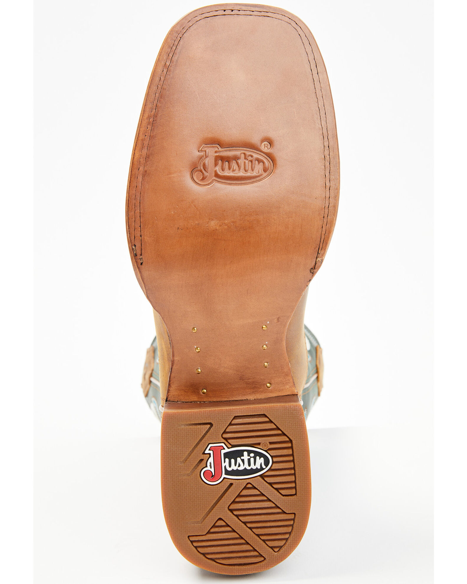 Justin Mens Frontier Western Boots Broad Square Toe Tan