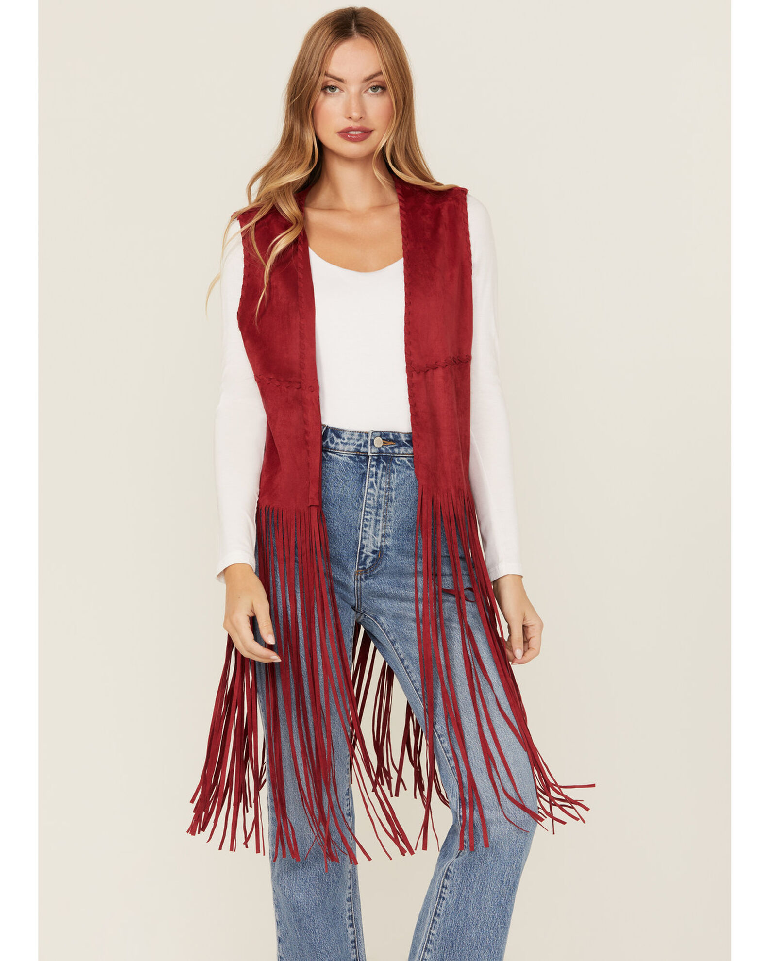 Product Name: Fornia Women's Suede Fringe Vest