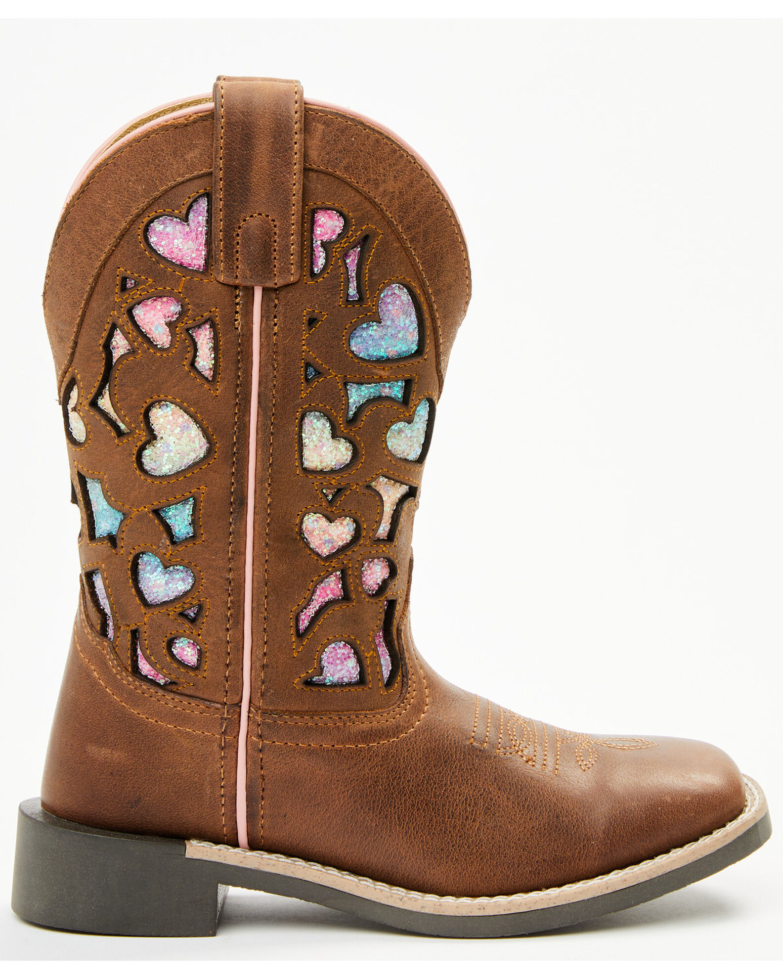 Shyanne Girls' Mi Amor Glitter Inlay Western Boots - Broad Square Toe ...