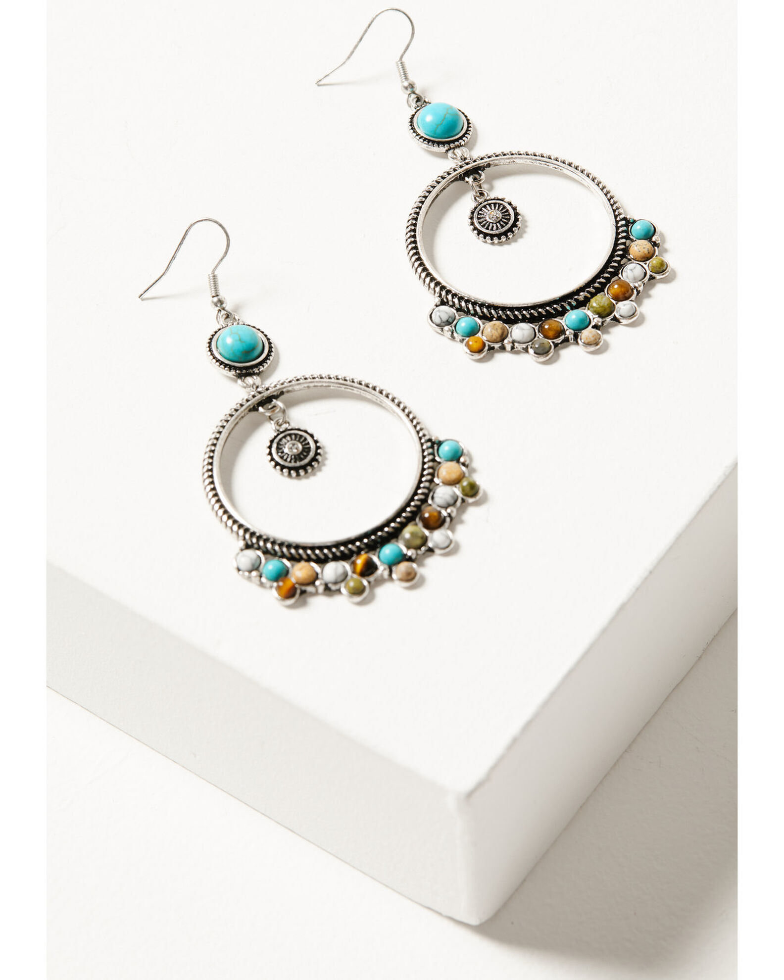 Shyanne Women's Bisbee Falls Beaded Hoop Earrings, Silver