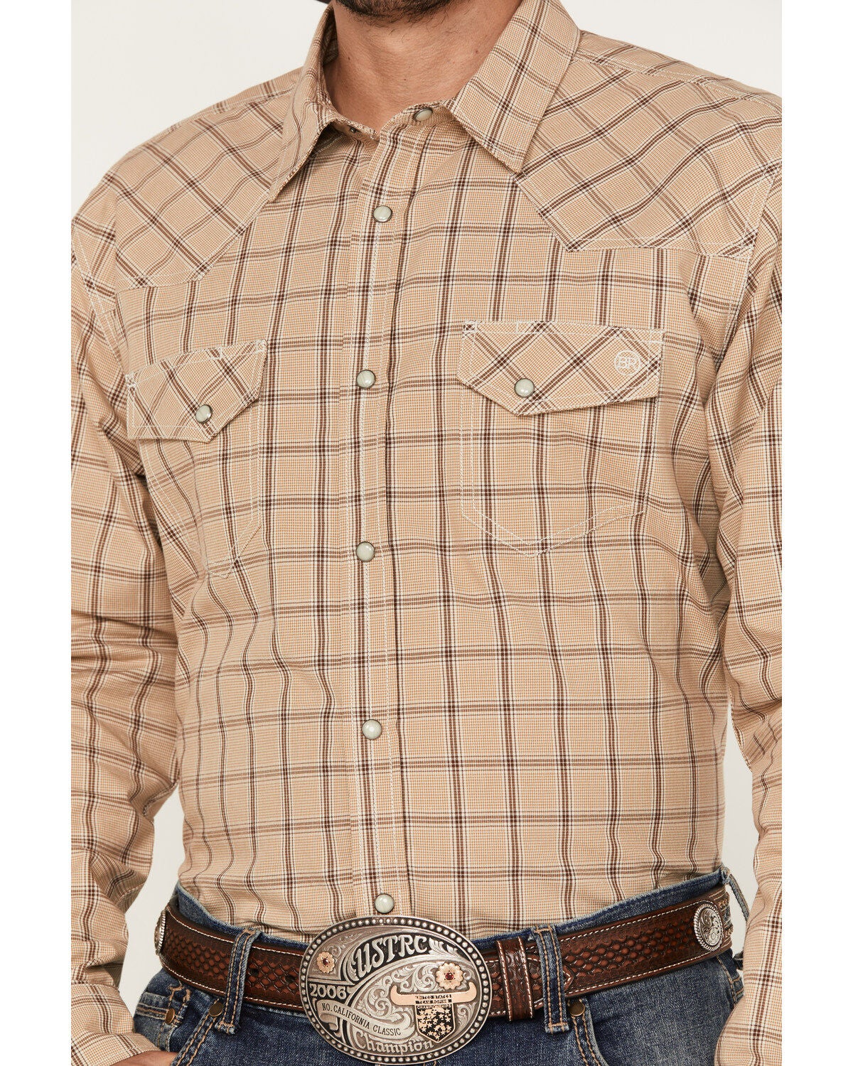 Blue Ranchwear Men's Twill Plaid Print Long Sleeve Western Snap Shirt ...