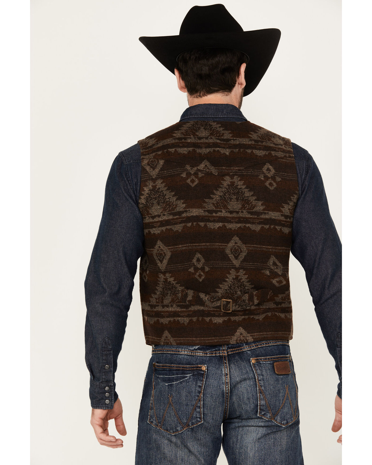 Cody James Mens Dakota Jaquard Southwestern Button Down Vest Dark Brown