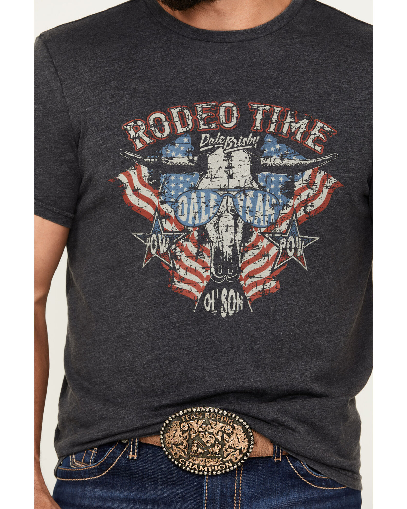 Panhandle Men's Dale Brisby Rodeo Time Short Sleeve T-Shirt, Charcoal
