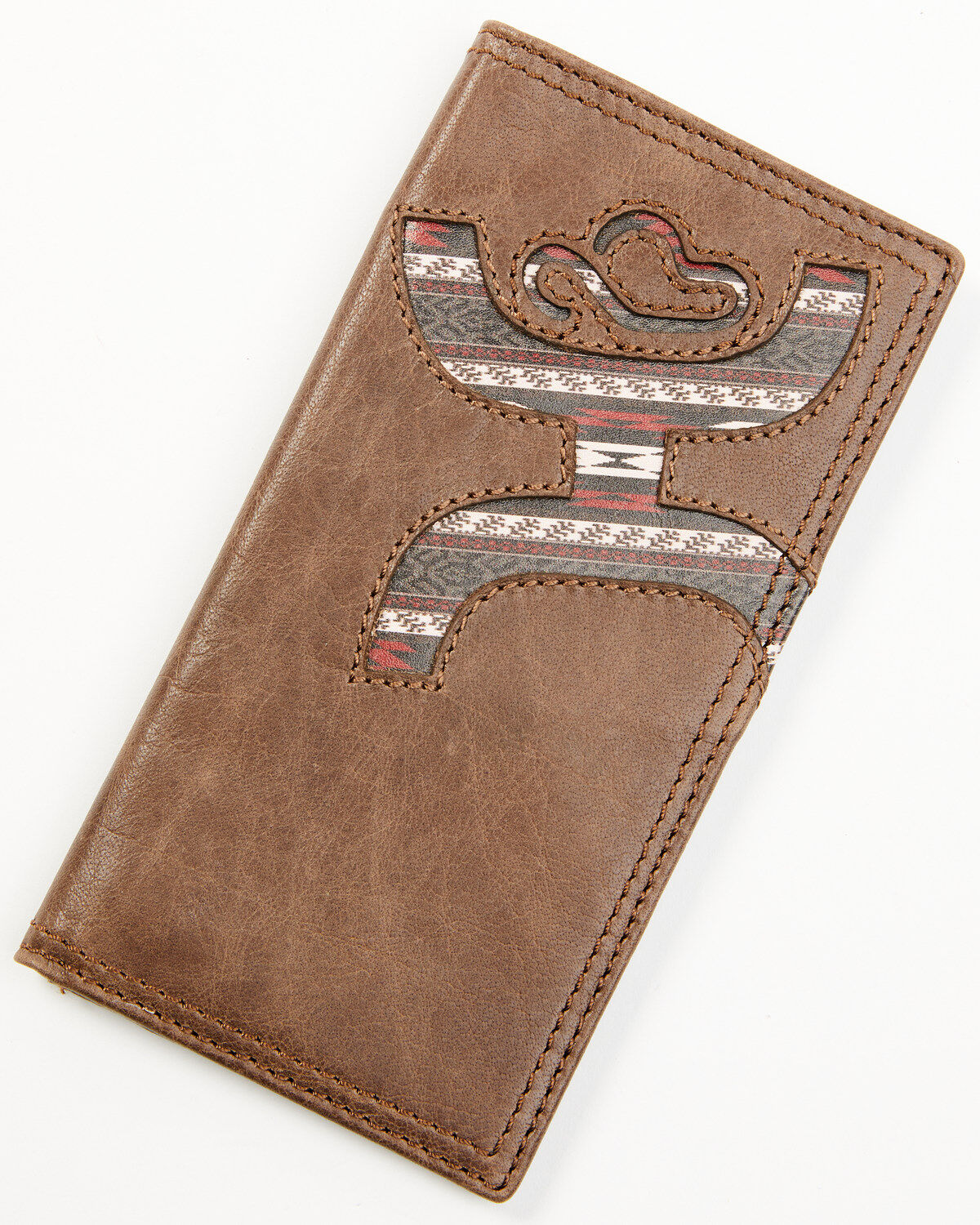Hooey Men's Hooey Logo Laser Cut Southwestern Print Rodeo Wallet, Brown