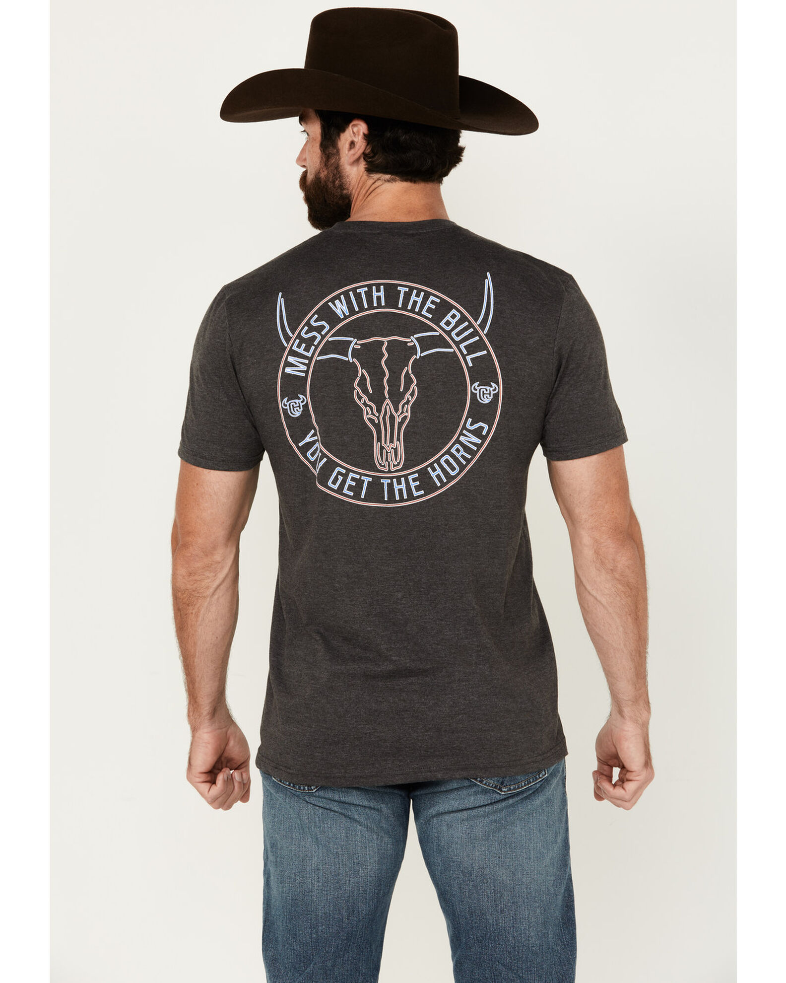Cowboy Hardware Men's Mess With The Bull Short Sleeve T-Shirt,