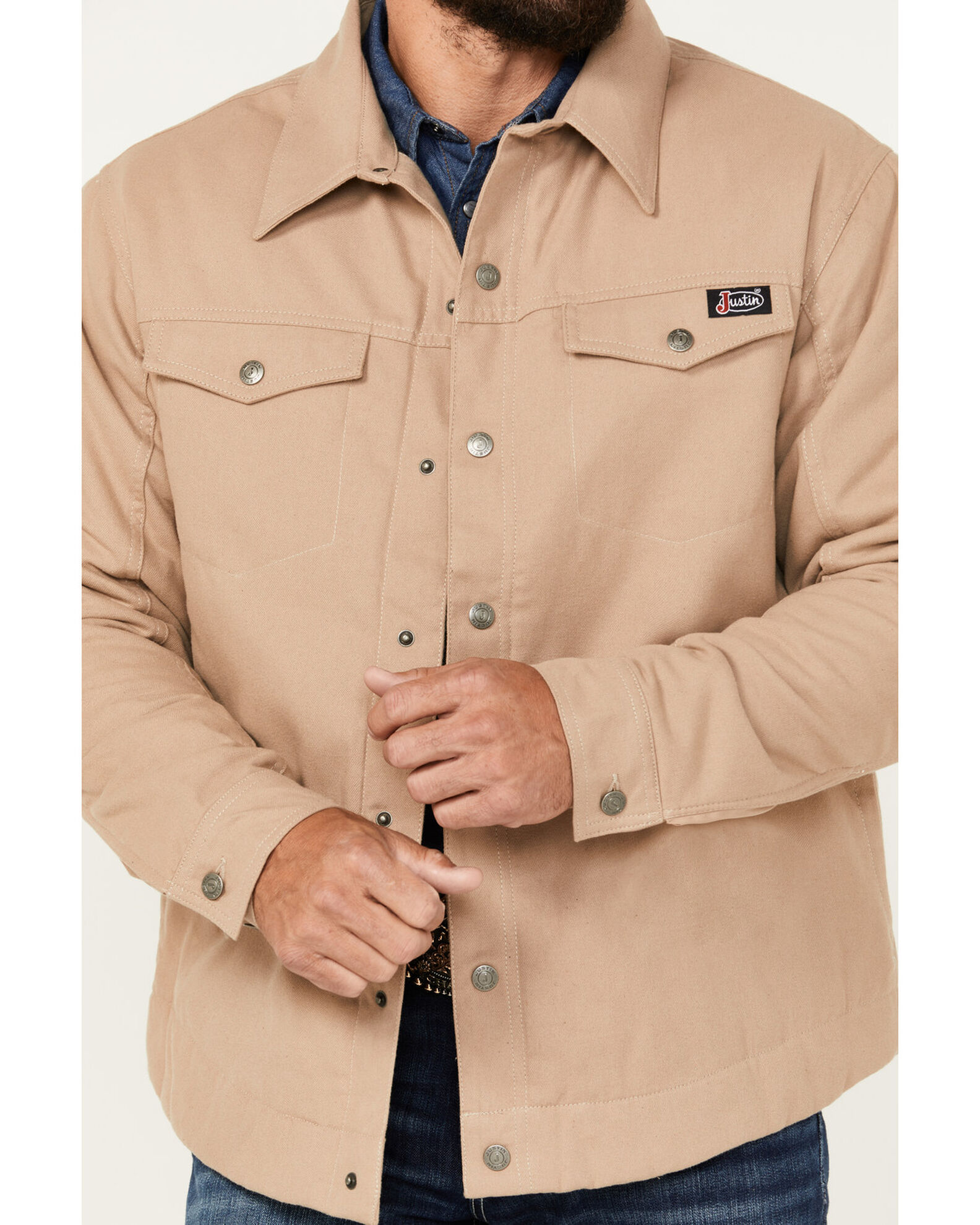Justin Men's Jackson Snap Shacket, Tan