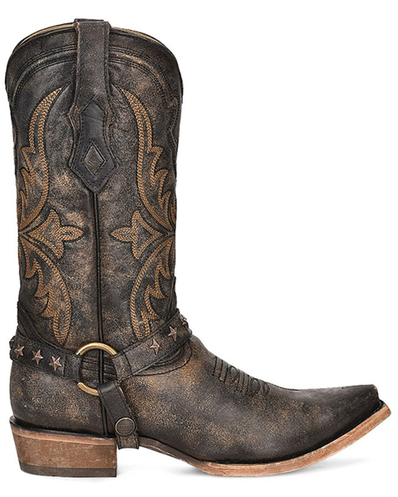 Corral Mens Embroidered And Harness Western Boots Snip Toe Black