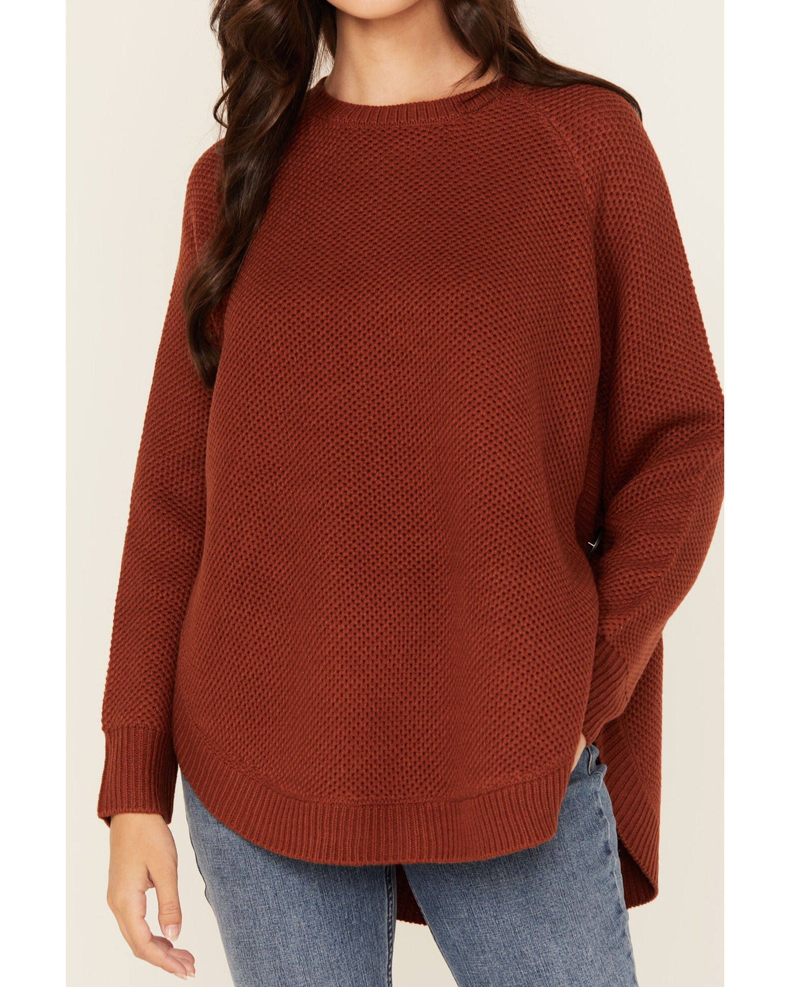 Cotton & Rye Women's Round Bottom Textured Sweater, Rust