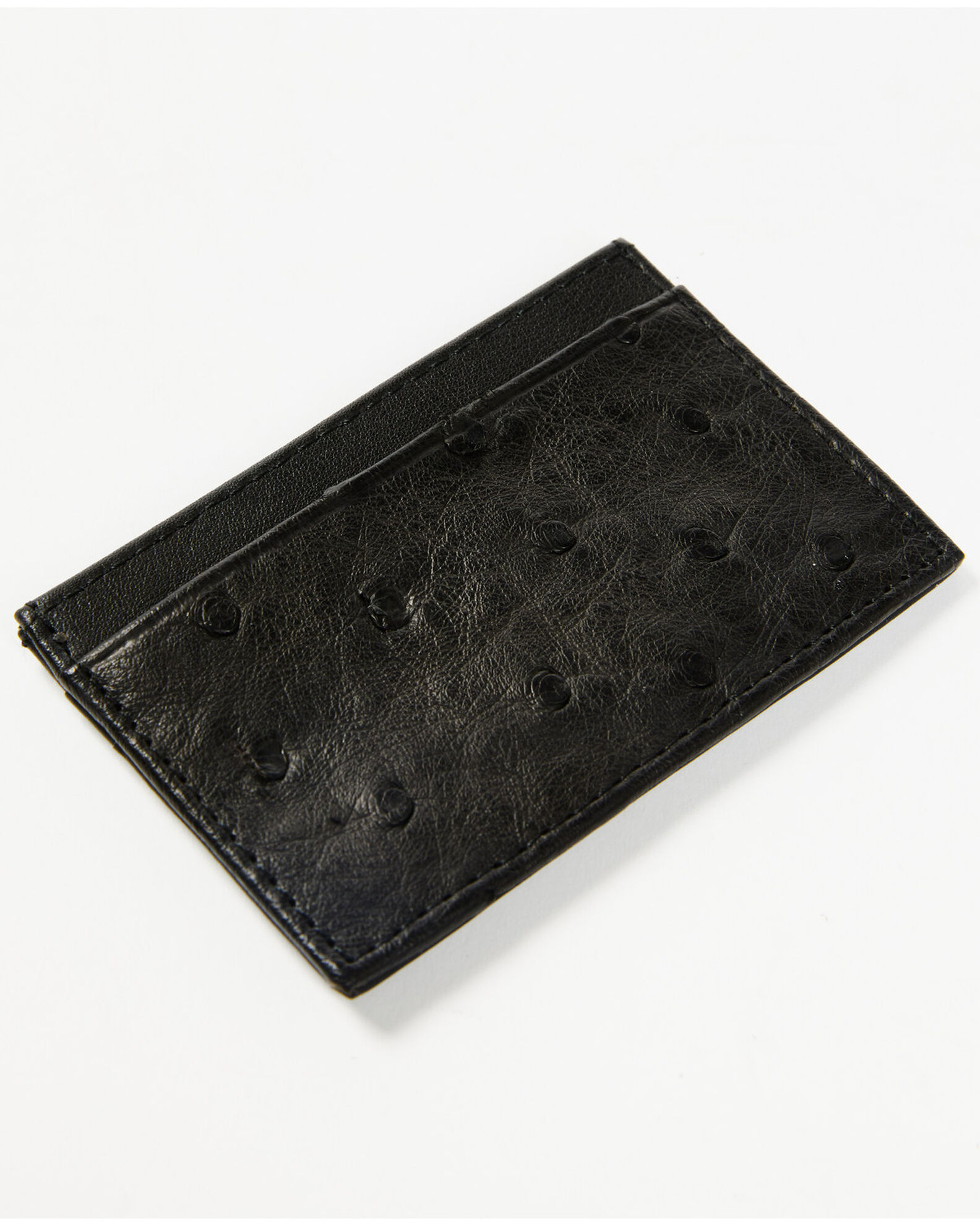 Cody James Men's Exotic Ostrich Leather Credit Card Wallet, Black