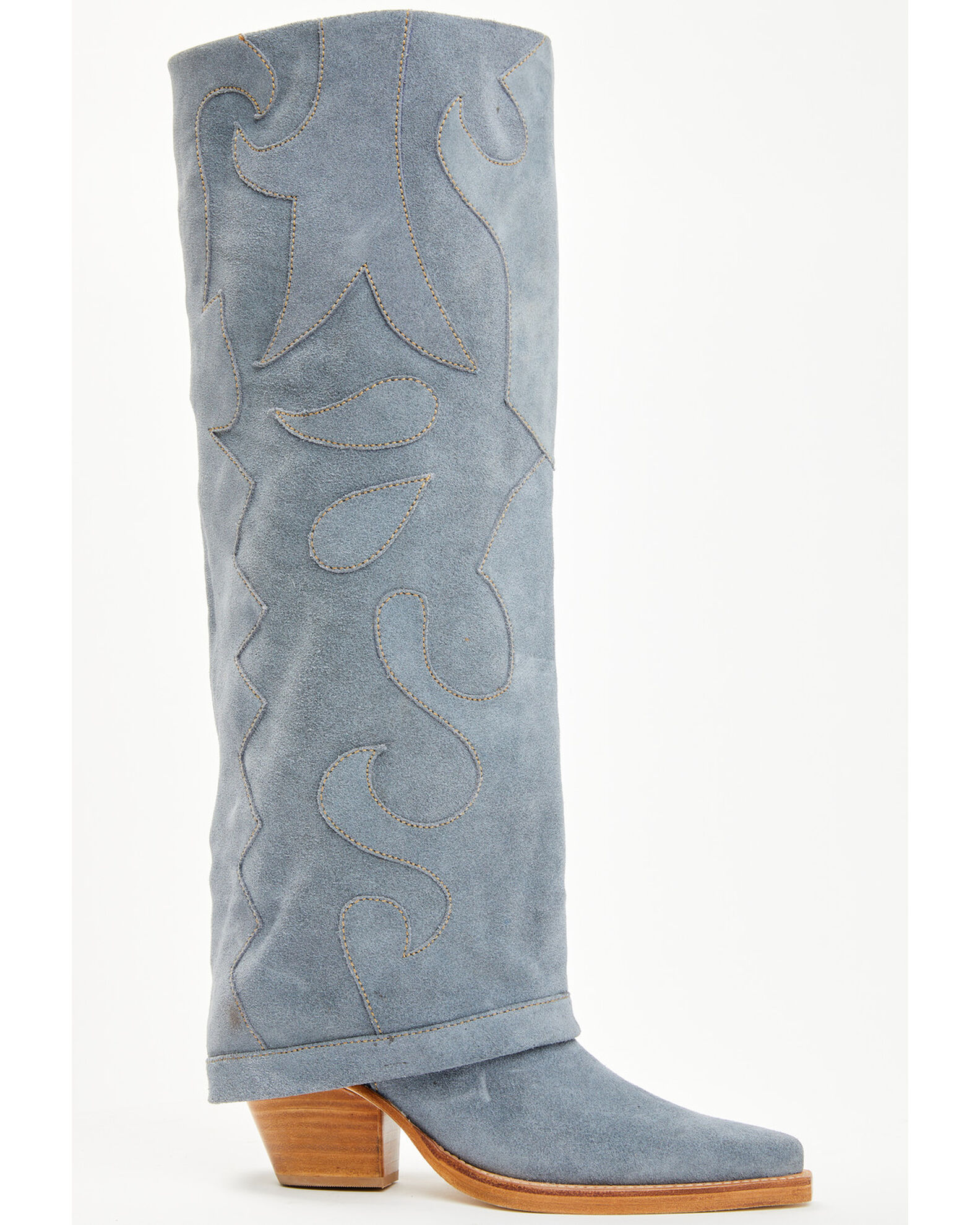 Wonderwest Womens Zendaya Tall Suede Western Boots Snip Toe Blue