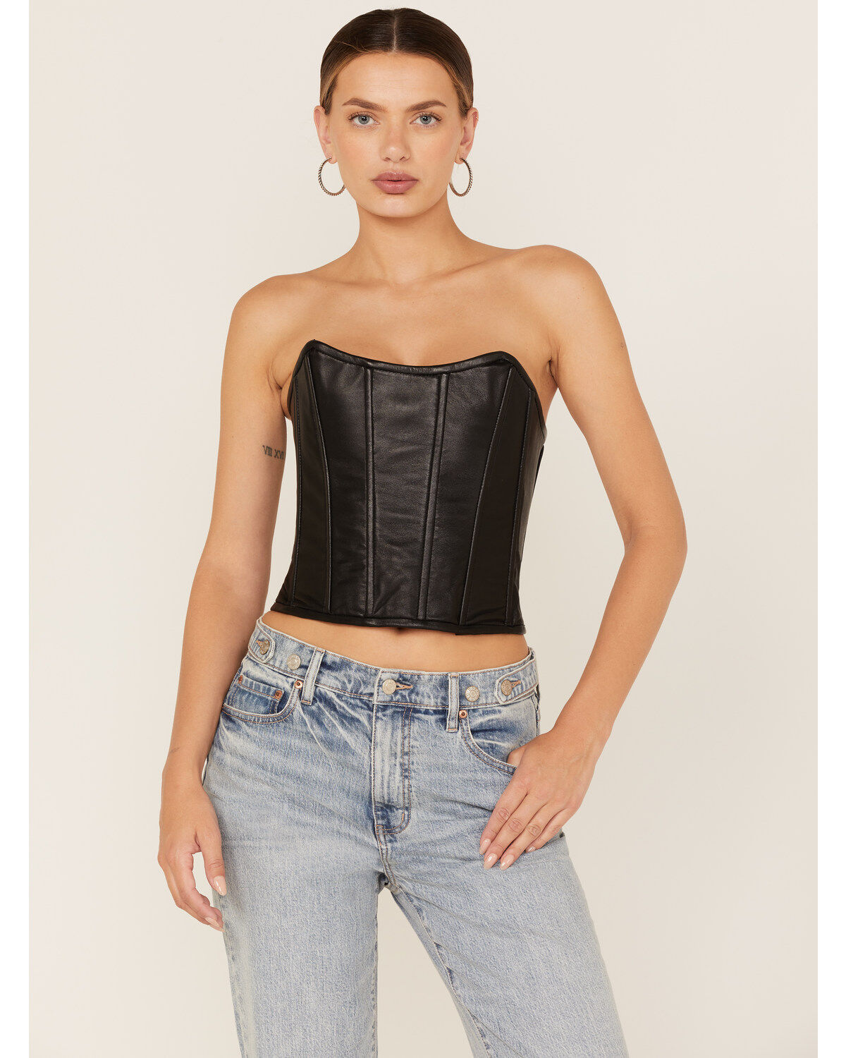 Understated Leather Women's Louise Leather Bustier, Black