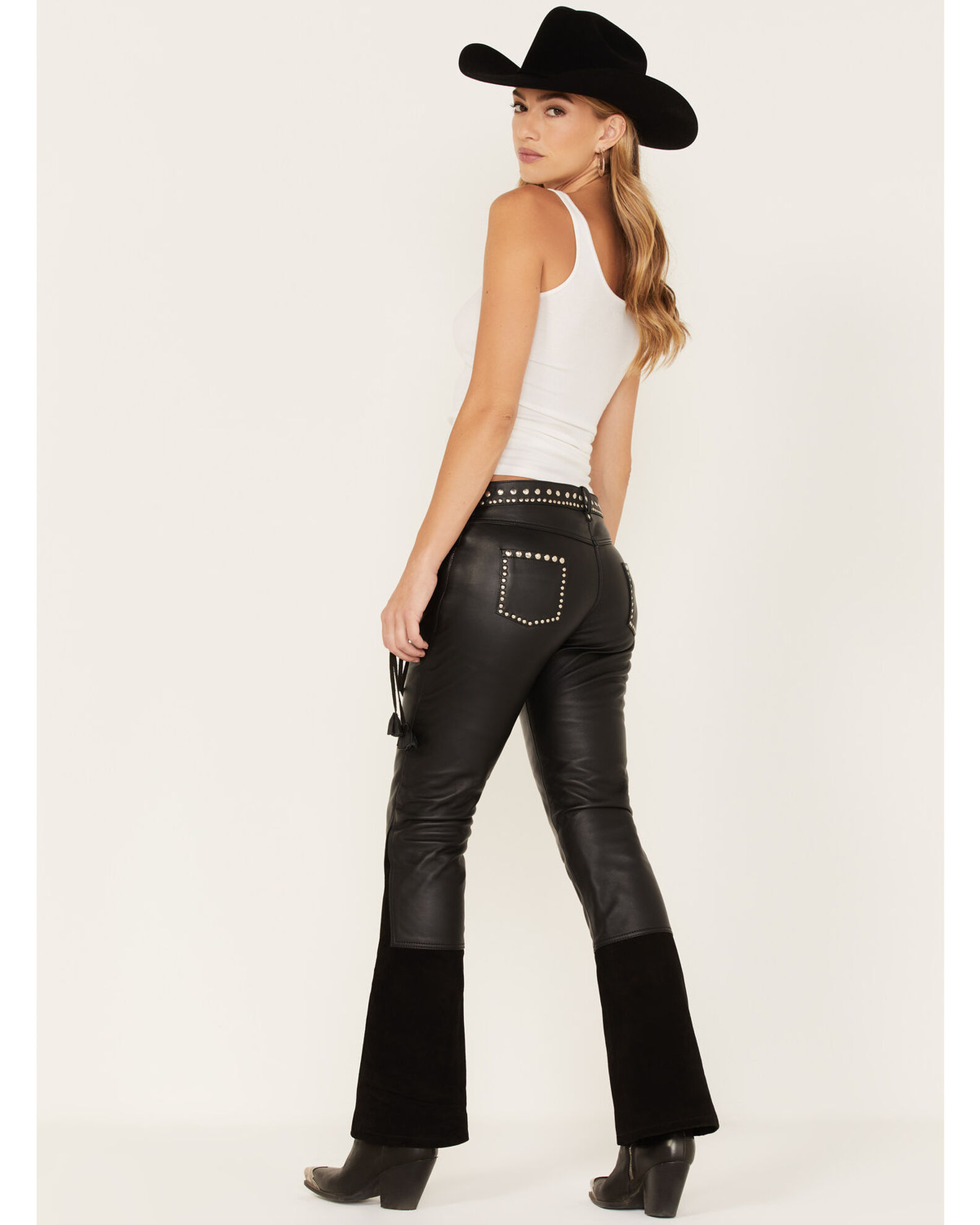 Understated Leather Women's Wild Cats Mid-Rise Leather Flare Pants ...