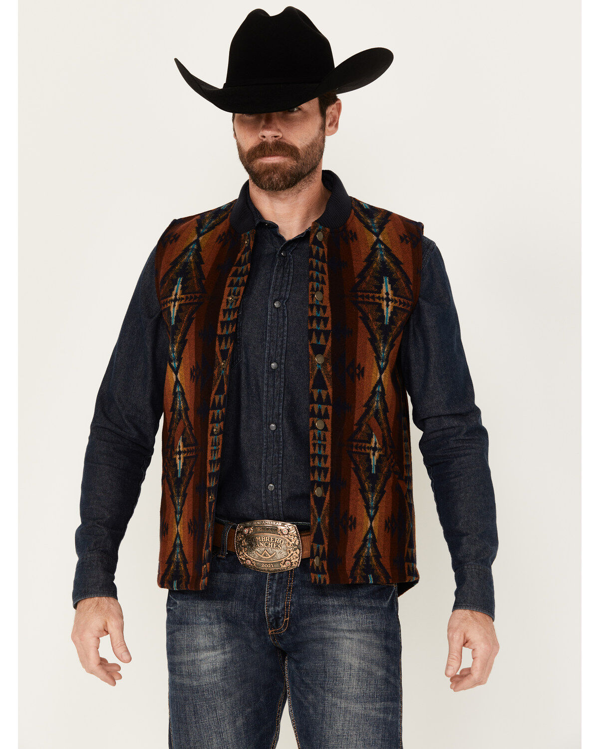 Pendleton Men's Parkdale Multicolor Snap Vest, Brown