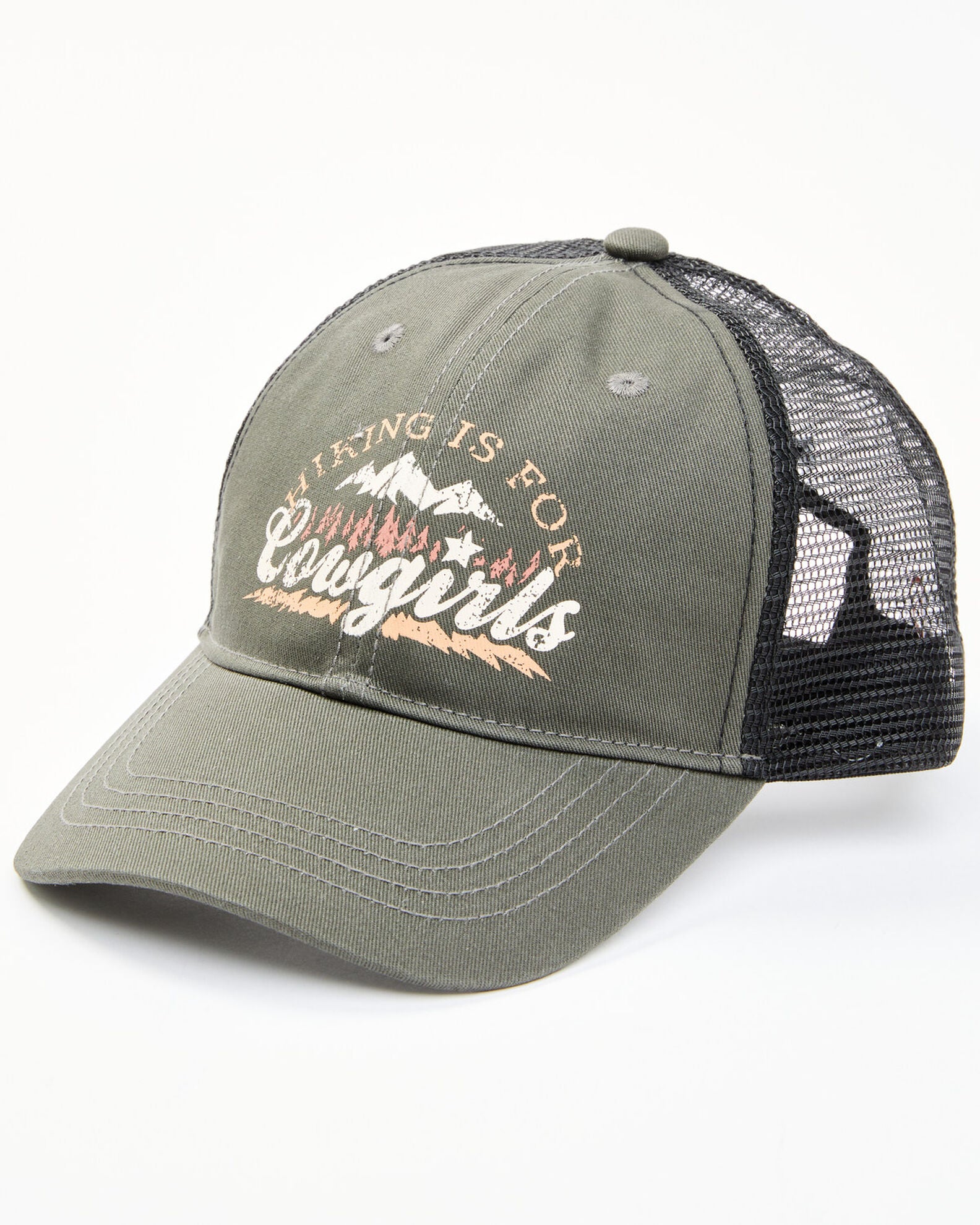 Shyanne Women's Hiking Is For Cowgirls Mesh-Back Ball Cap, Olive