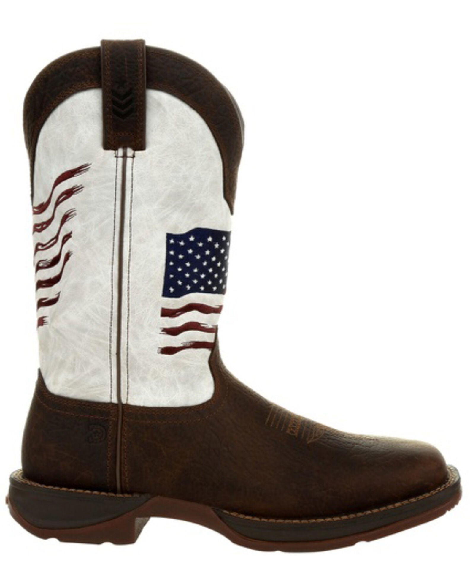 Durango Men's Flag Embroidery Western Performance Boots - Square Toe, Brown