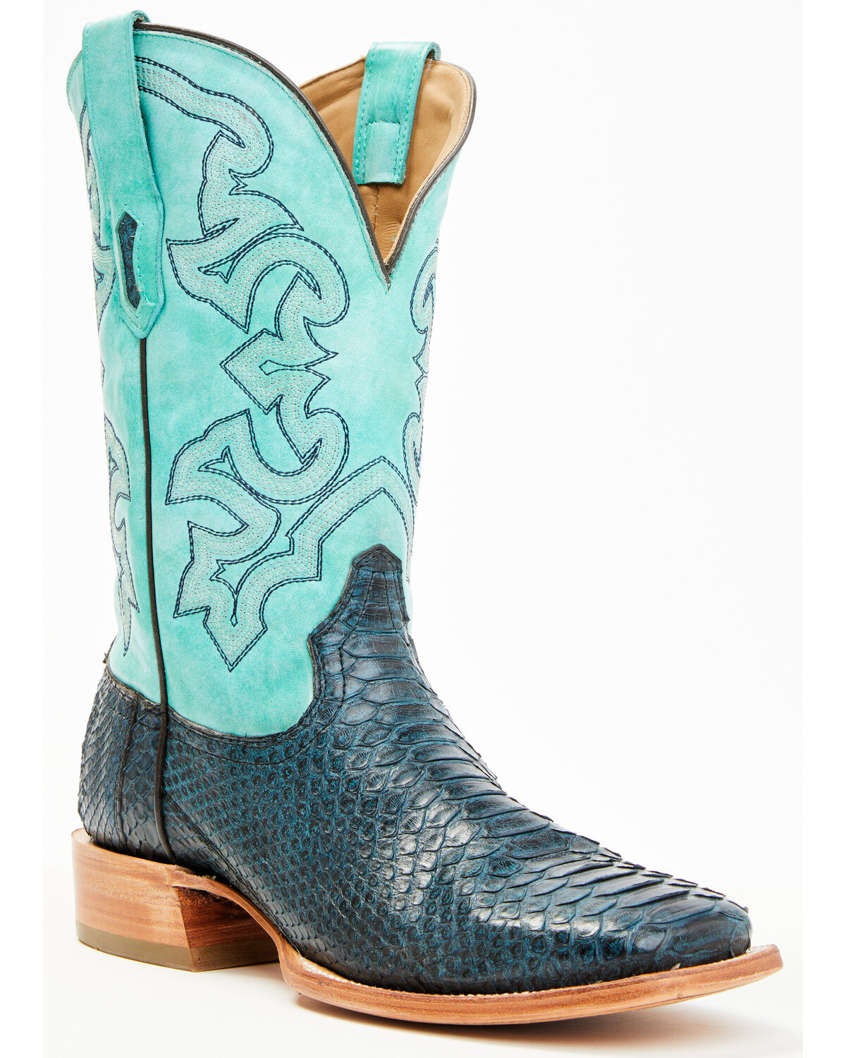 Corral Men's Exotic Python Western Boots - Broad Square Toe, Navy