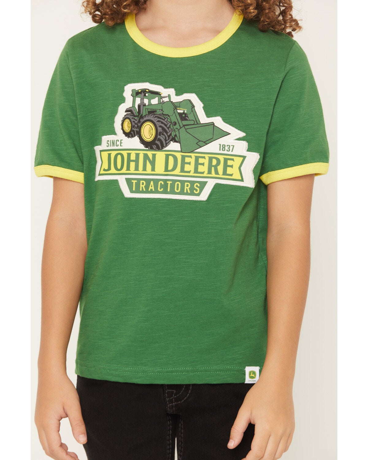 John Deere Toddler Boys' Tractor Patch Short Sleeve Ringer T-Shirt,