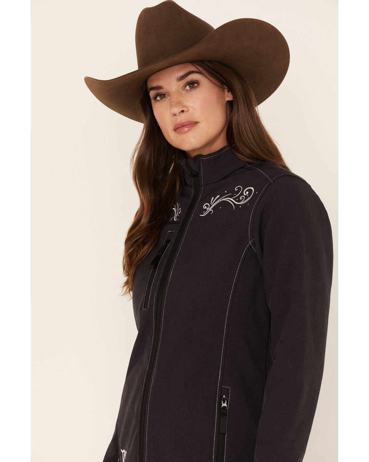 Cowgirl Hardware Women's Filigree Embroidered Emblem Softshell Jacket ...