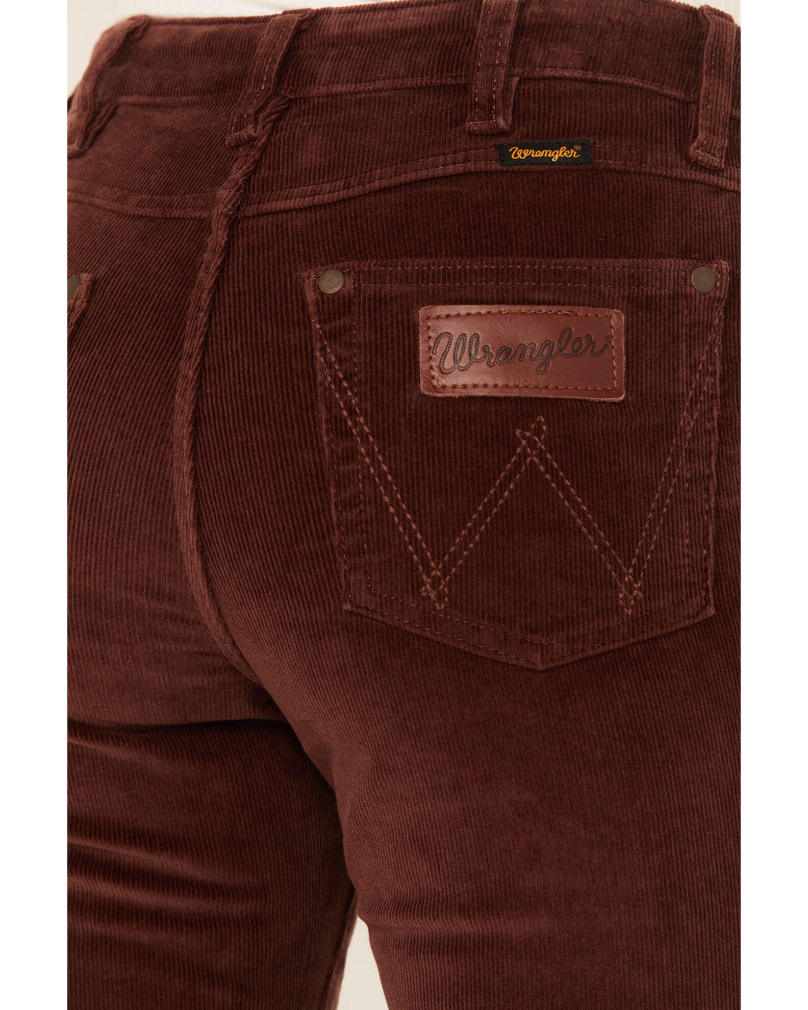 Wrangler Retro Women's Corduroy High Rise Stretch Trouser Jeans, Brown