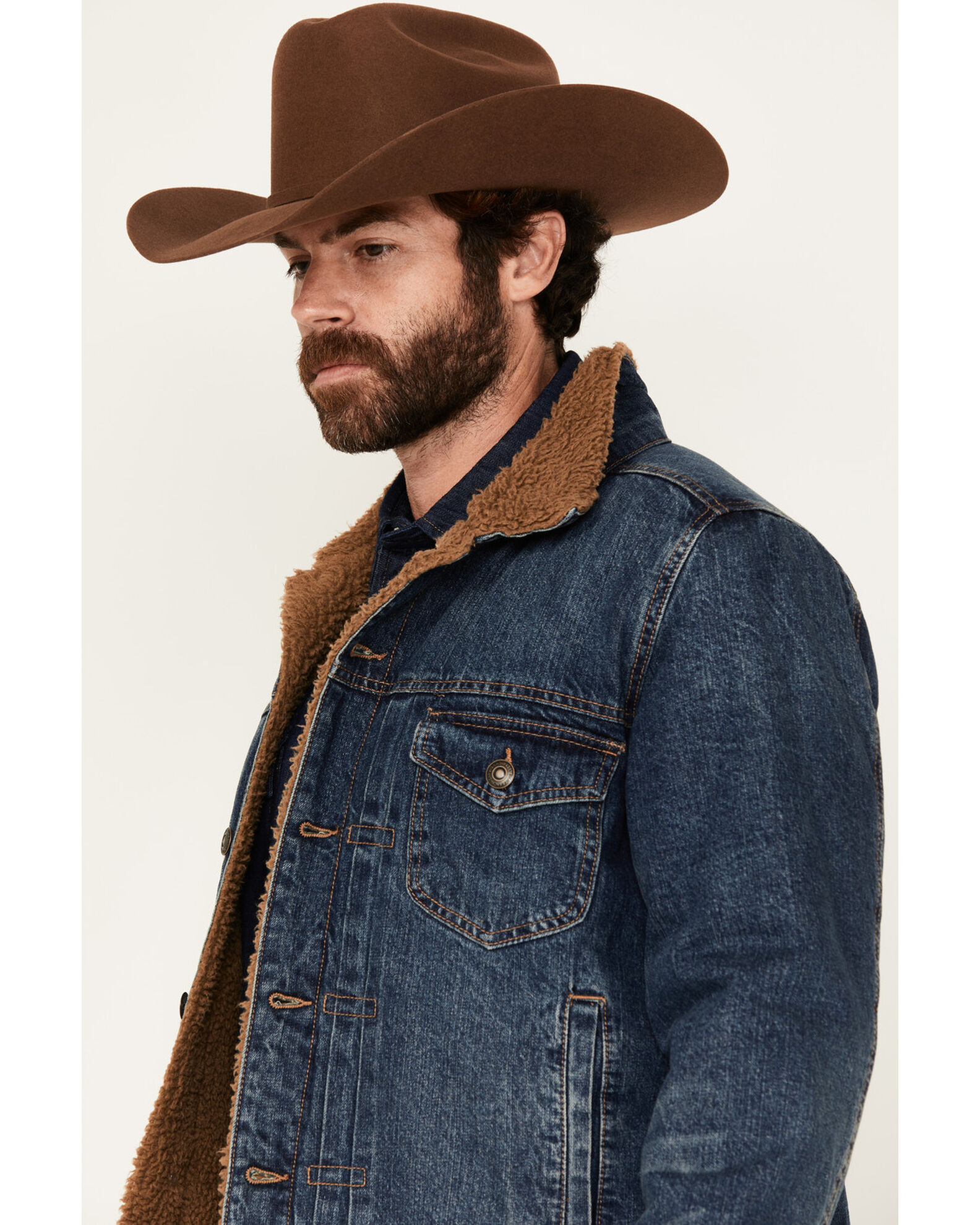 Blue Ranchwear Men's Clay Sherpa Lined Denim Jacket, Indigo