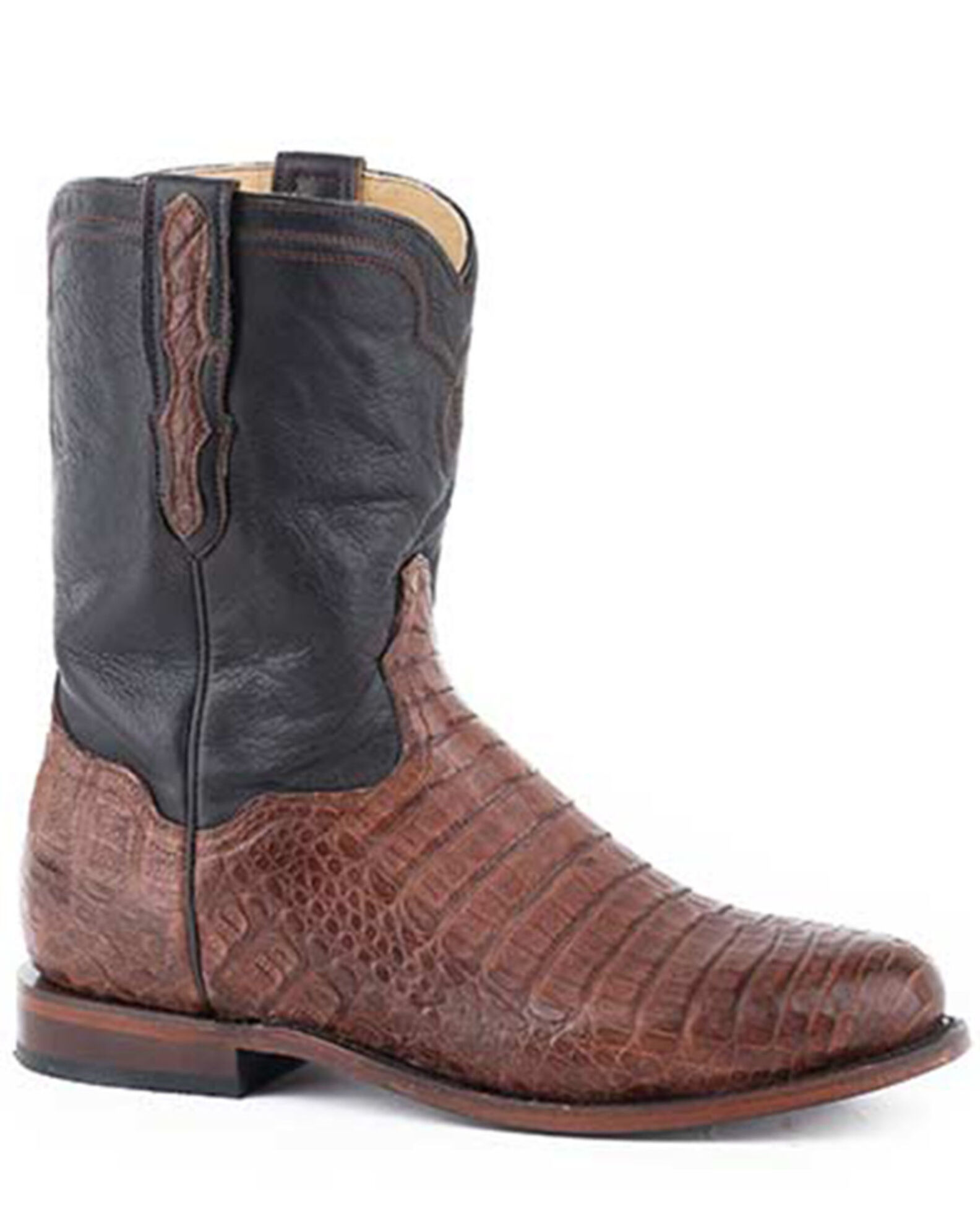 Stetson Men's Puncher Exotic Caiman Western Boots - Round Toe, Brown