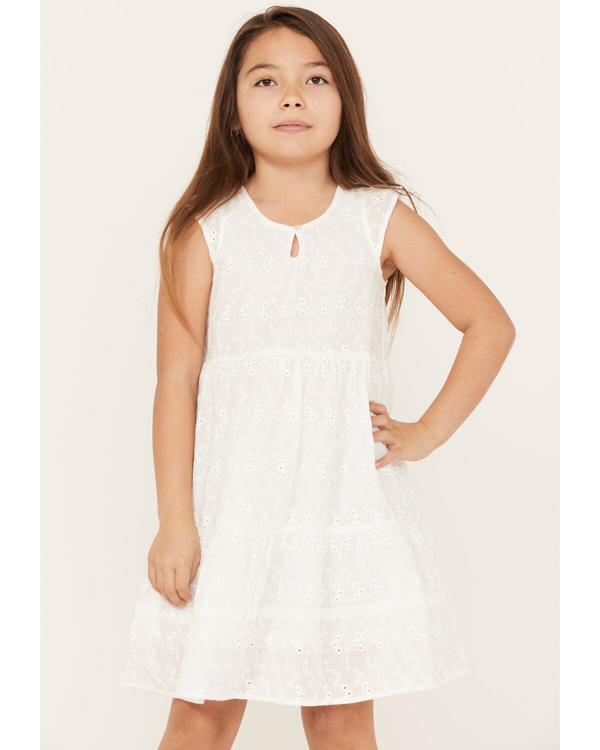 Shyanne Girls' Eyelet Western Dress, White