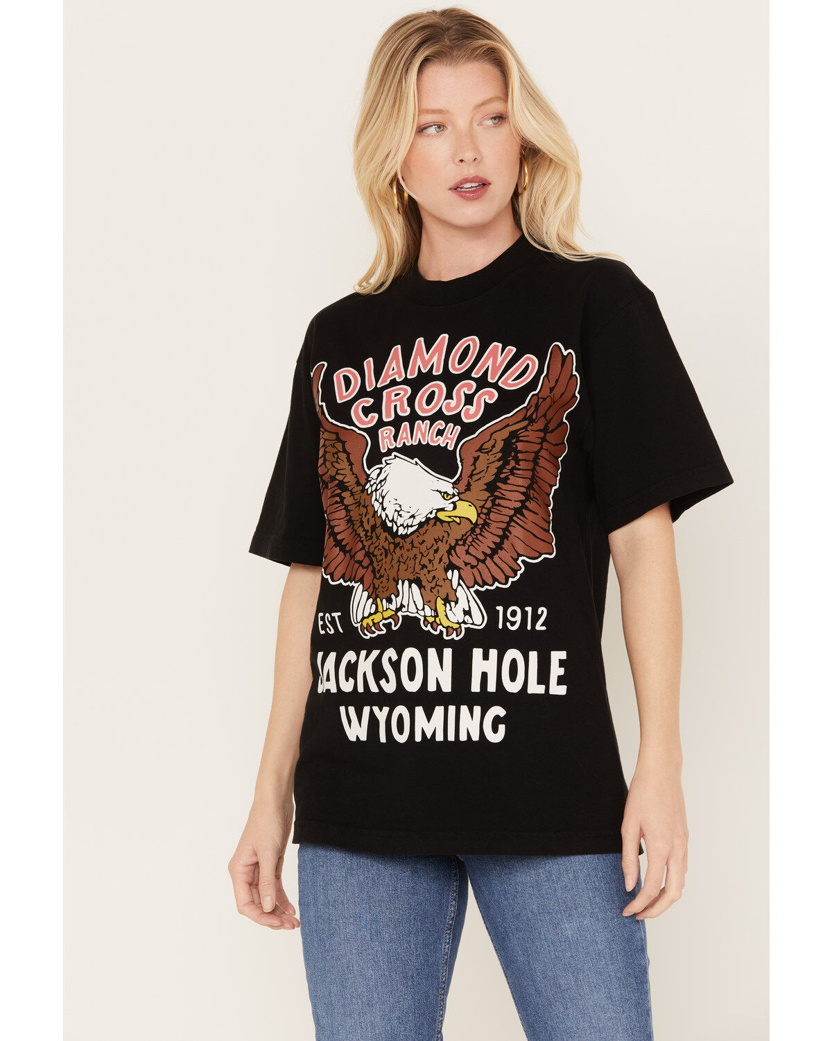 Diamond Cross Ranch Women's The Eagle Short Sleeve Graphic Tee, Black ...