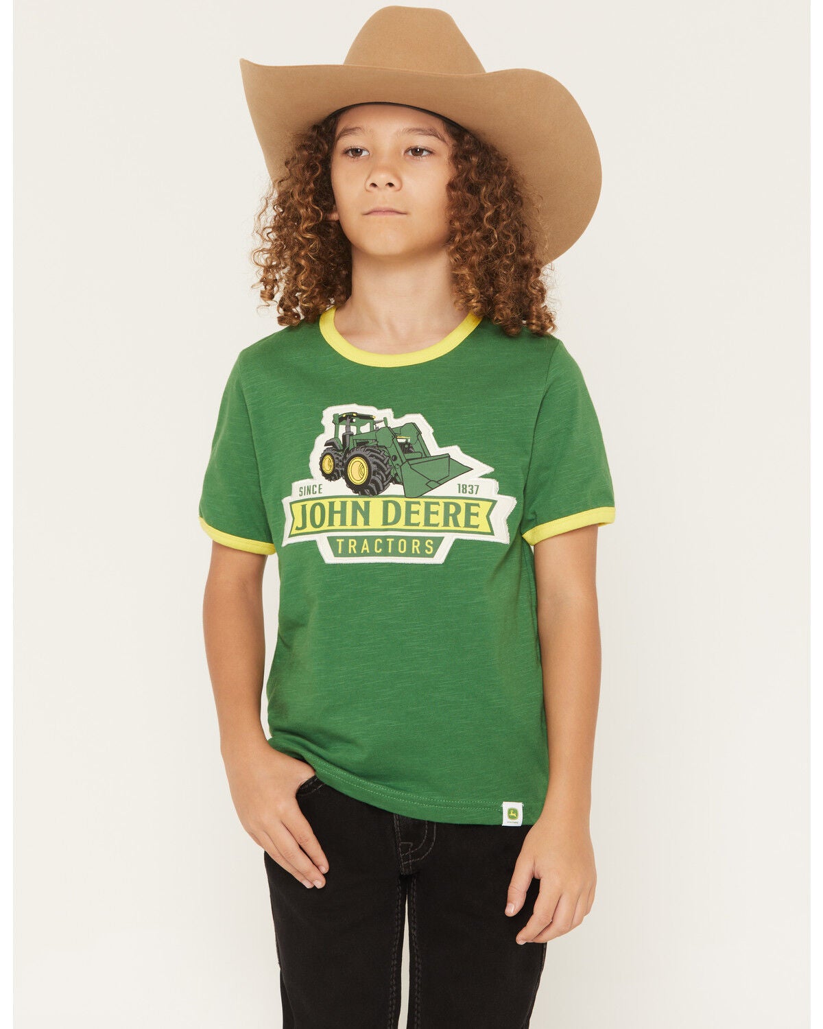 John Deere Toddler Boys' Tractor Patch Short Sleeve Ringer T-Shirt,