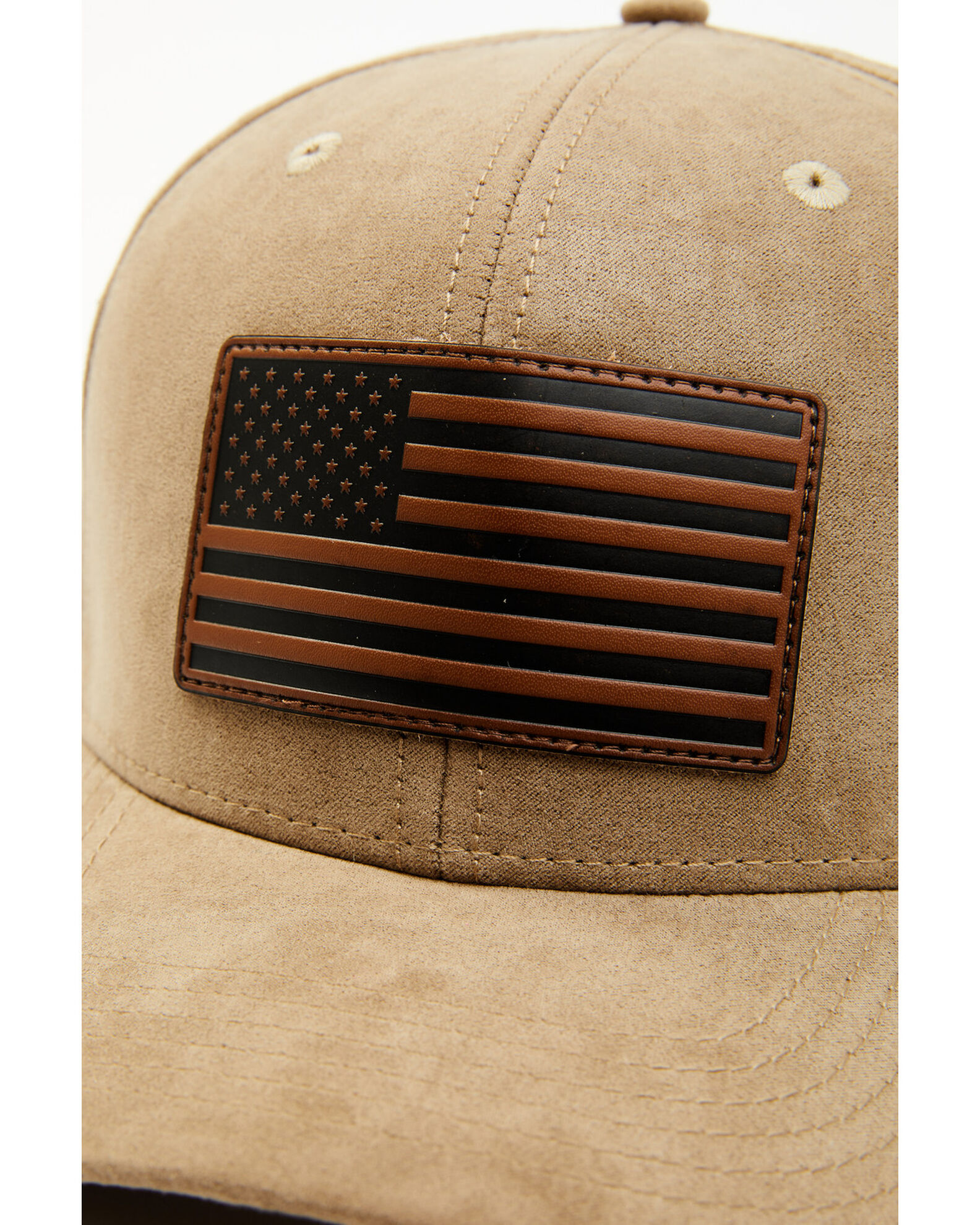Cody James Mens Flag Patch Faux Suede Ball Cap Taupe